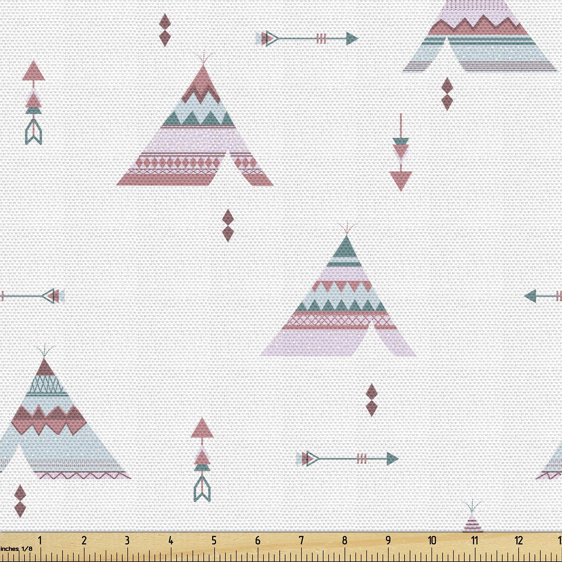 Ambesonne Bohemian Fabric by the Yard Upholstery, Triangle Feather ...