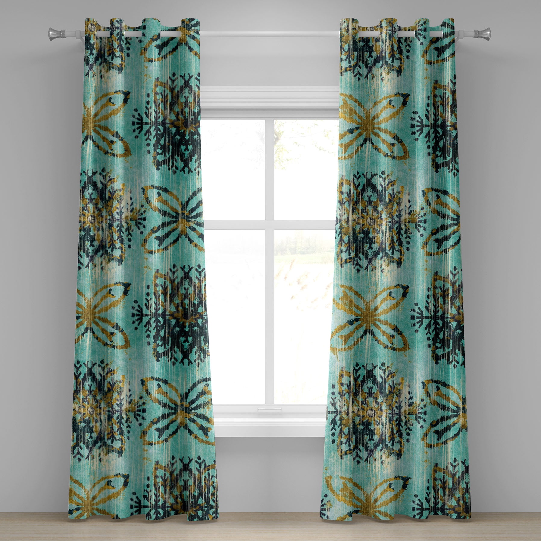 Ambesonne Bohemian Grommet Curtain, Boho Art Pattern Ethnic, 50"x120 ...