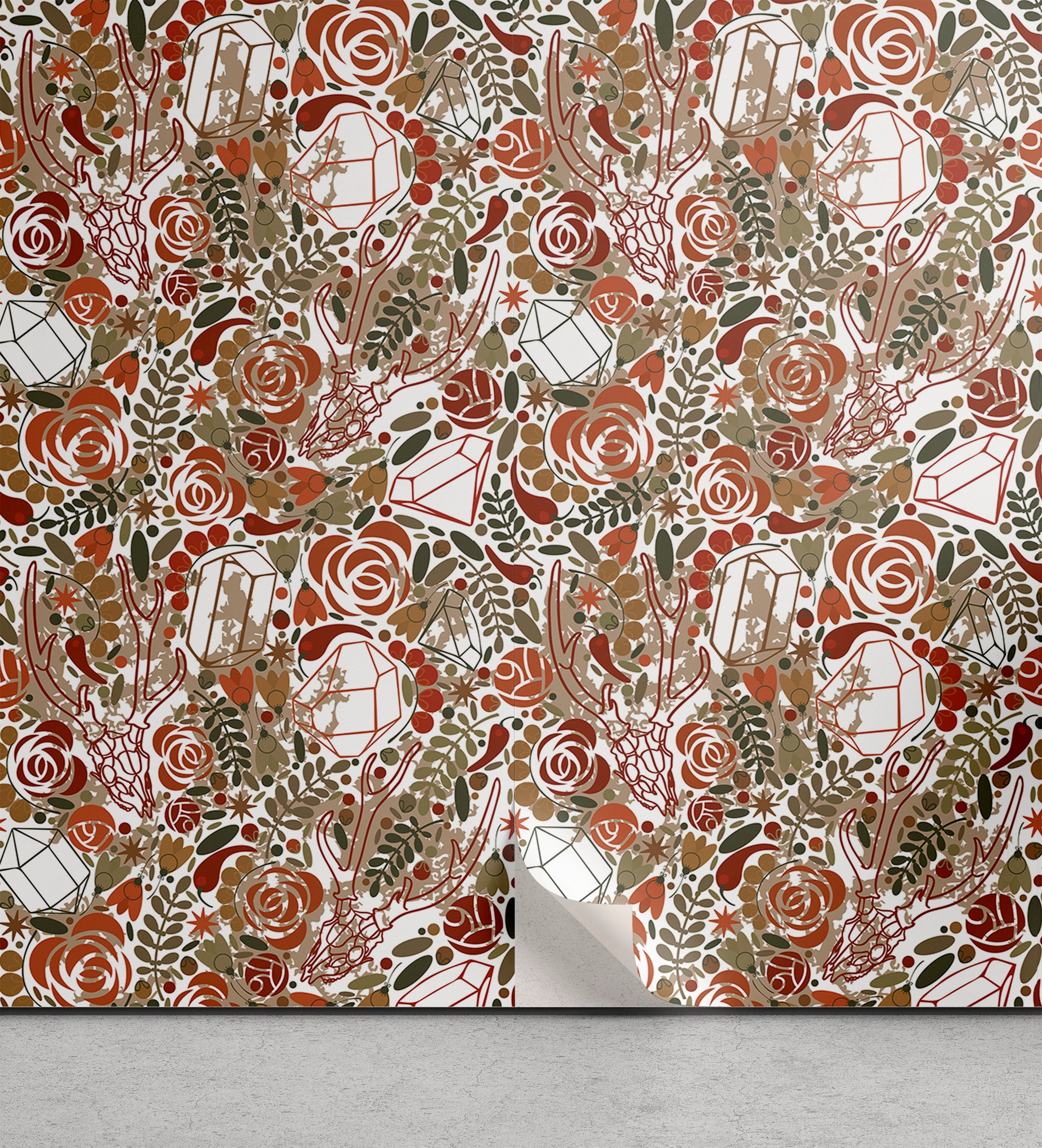 Ambesonne, Bohemian Peel & Stick Wallpaper for Home, Boho Earthy Shapes ...