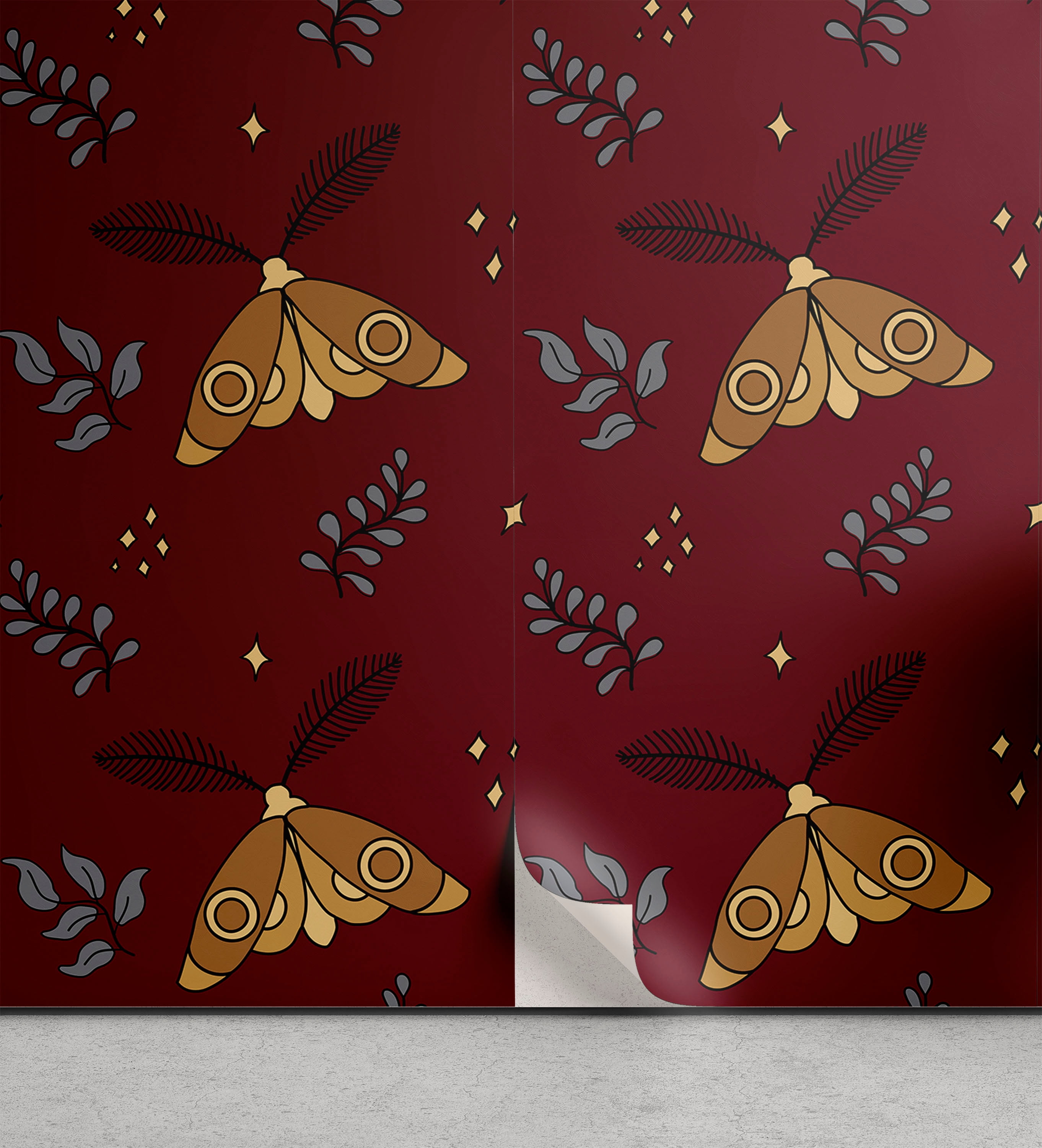 Ambesonne Bohemian Peel & Stick Wallpaper for Home, Cartoon Moths ...