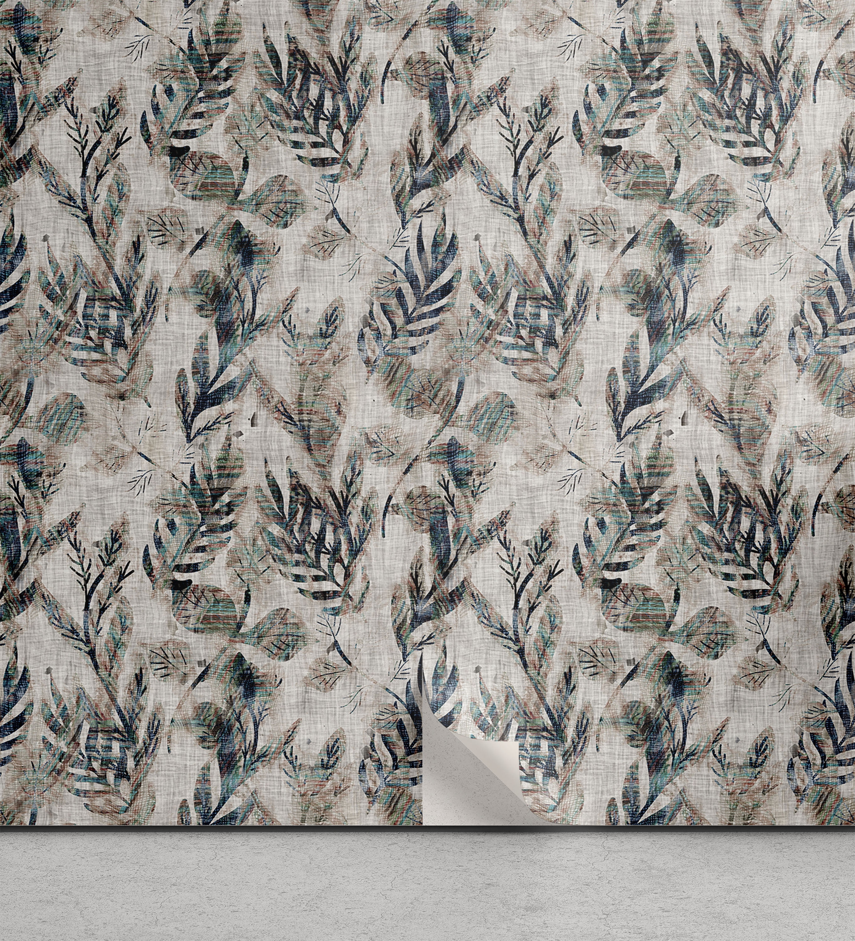 Ambesonne Bohemian Peel & Stick Wallpaper for Home, Feather Look Leaves ...