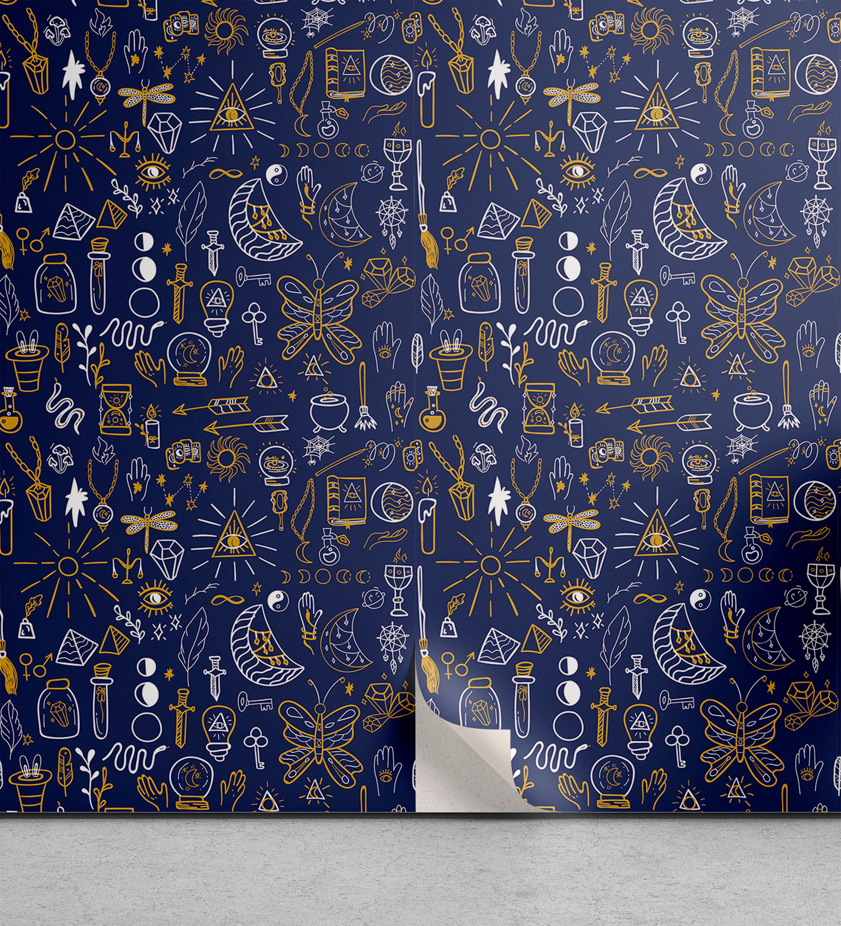 Ambesonne Bohemian Peel & Stick Wallpaper for Home, Witchy Motifs ...