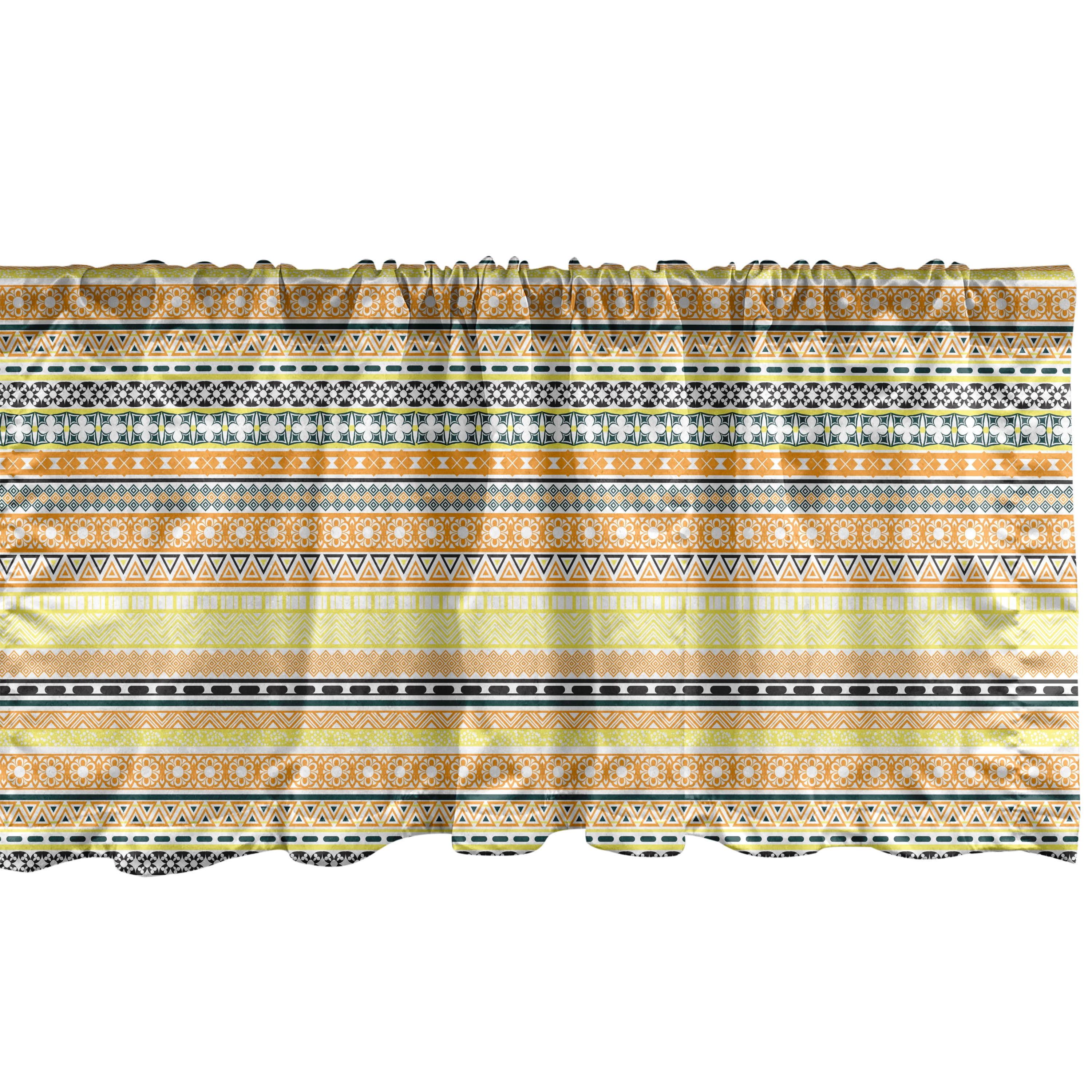 Ambesonne Bohemian Window Valance, Floral and Geometric Lines, 54" X 18 ...