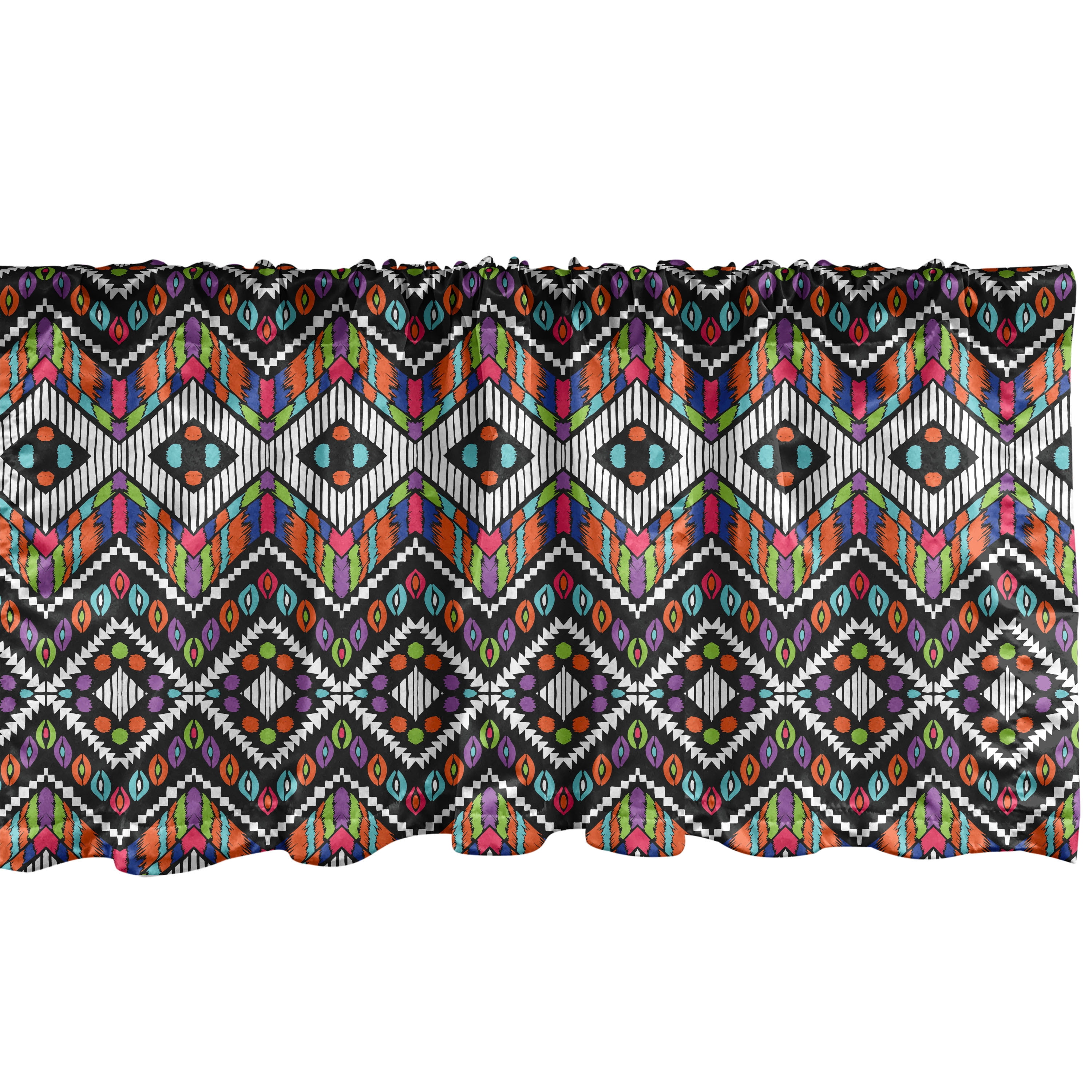 Ambesonne Bohemian Window Valance, Psychedelic Tribal Art, 42" x 18 ...