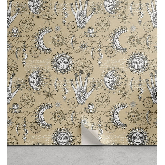 Ambesonne Boho Art Peel & Stick Wallpaper for Home, Celestial Cursive ...