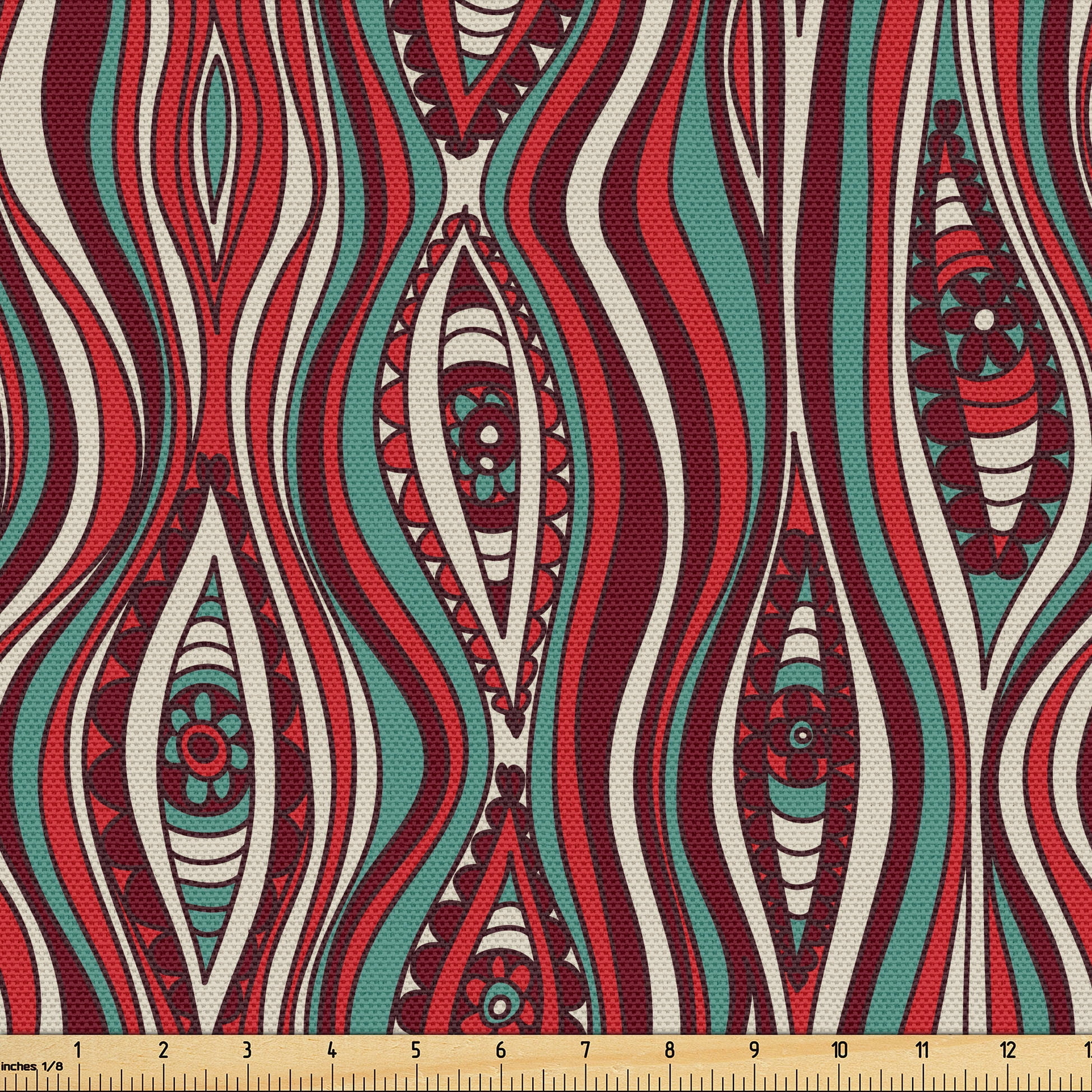 Ambesonne Boho Fabric by the Yard Upholstery, Hippie Bohemian 80s ...