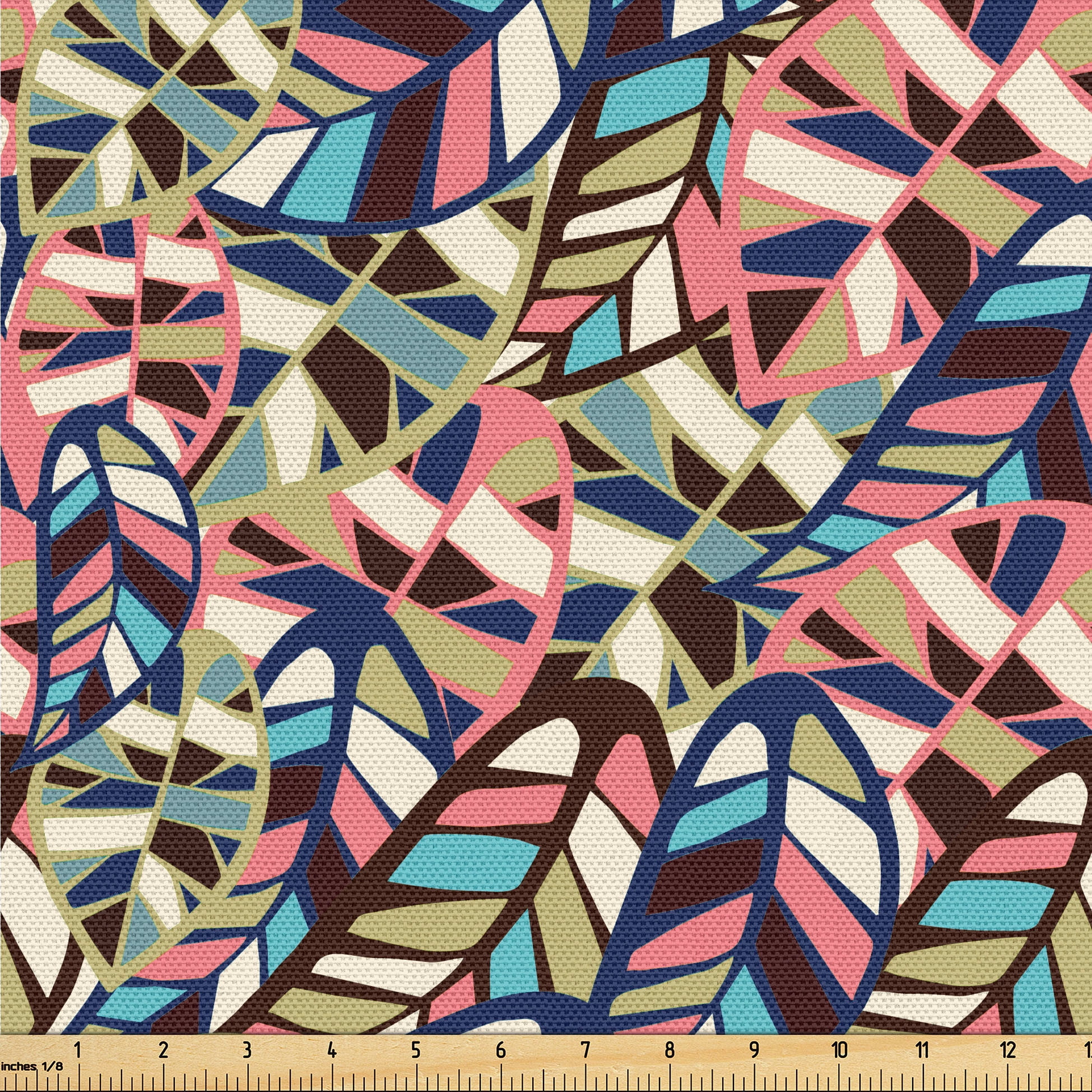 Ambesonne Boho Fabric by the Yard Upholstery, Jumble Design Leaf Art ...