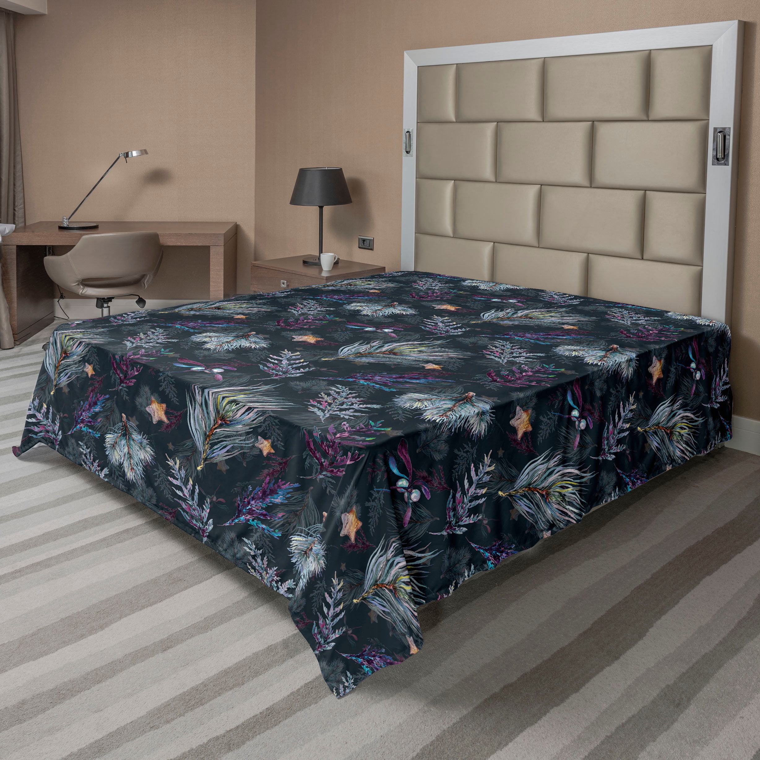 Ambesonne Boho Forest Flat Bedding Sheet Soft Top Sheet, Exotic Leaf ...