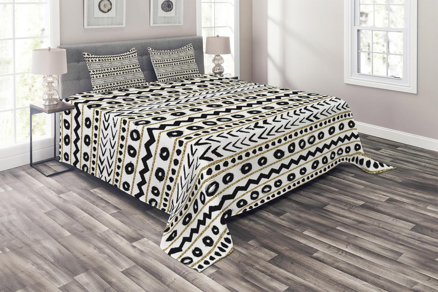 Ambesonne Boho Quilted Coverlet 3 Pcs, Abstract Prehistoric, King Size ...