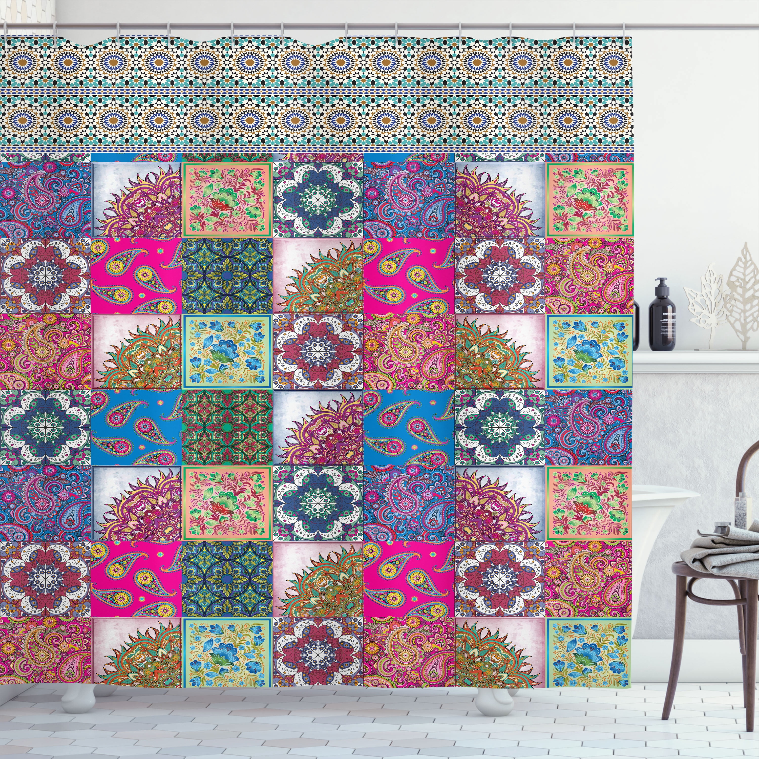 Ambesonne Boho Shower Curtain, Middle Eastern Paisleys, 69"Wx84"L ...