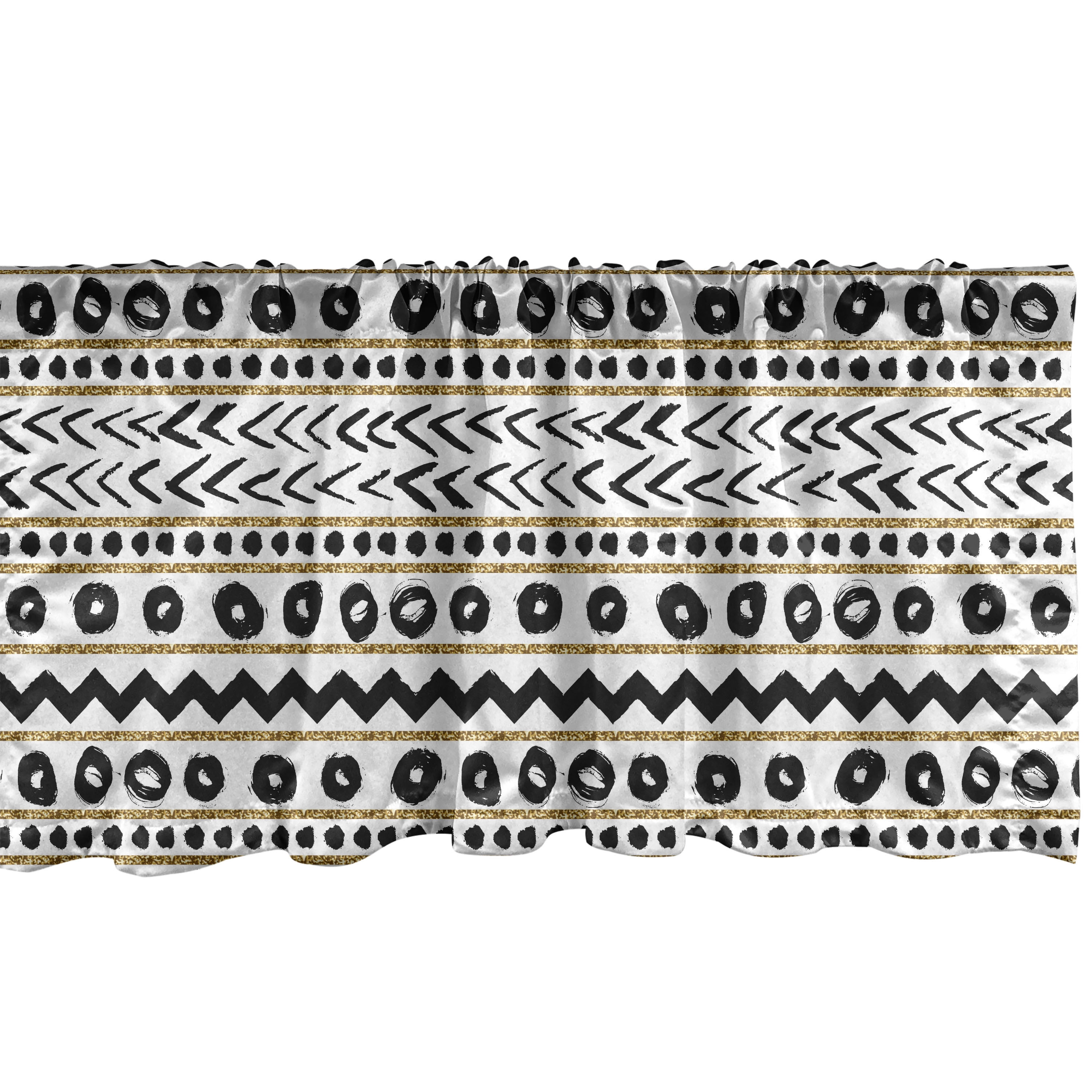 Ambesonne Boho Window Valance, Abstract Prehistoric, 54" X 18", Black ...
