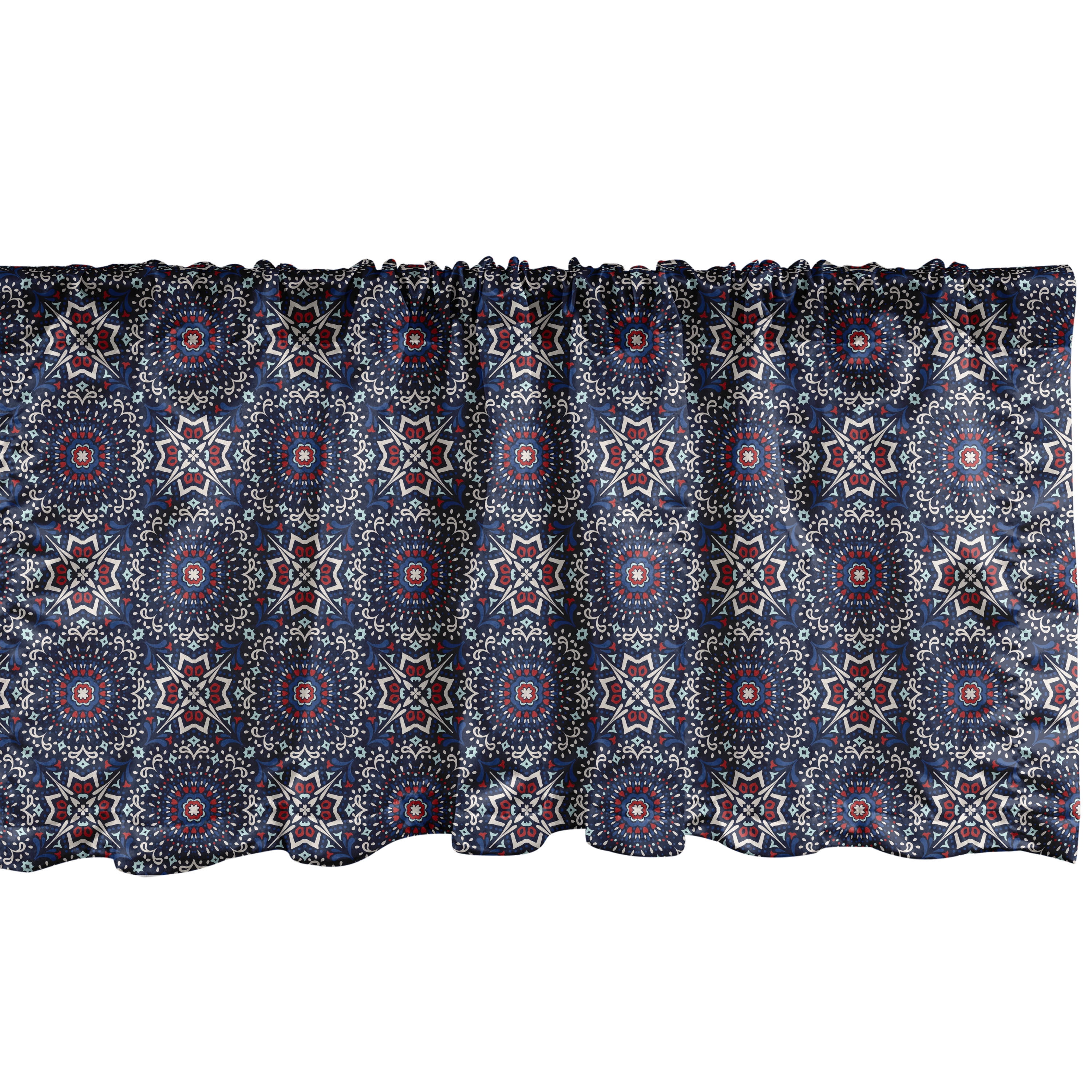 Ambesonne Boho Window Valance, Mediterranean Motifs, 54" X 12", Indigo ...