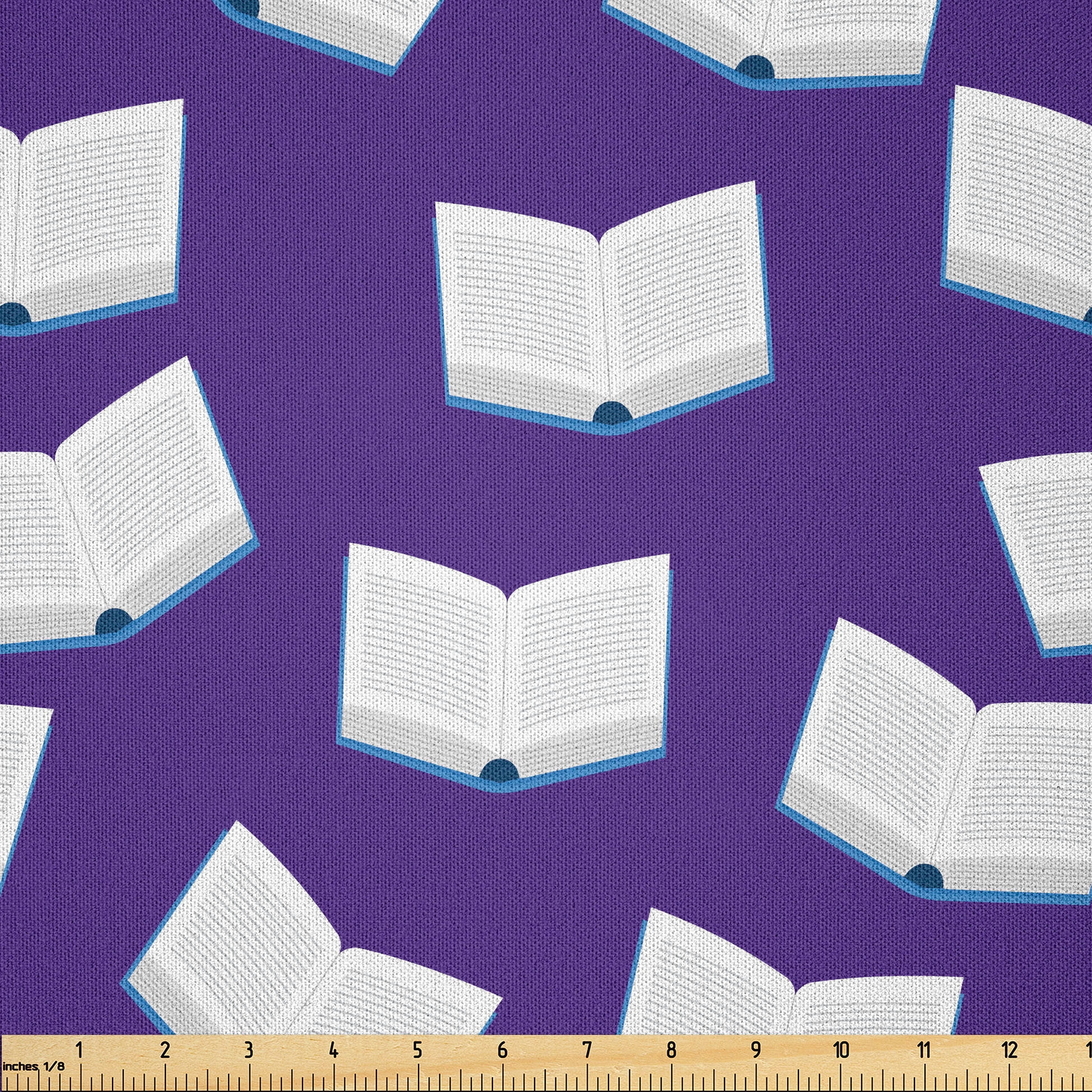 Ambesonne Books Fabric by the Yard Microfiber, Open Books Scattered ...