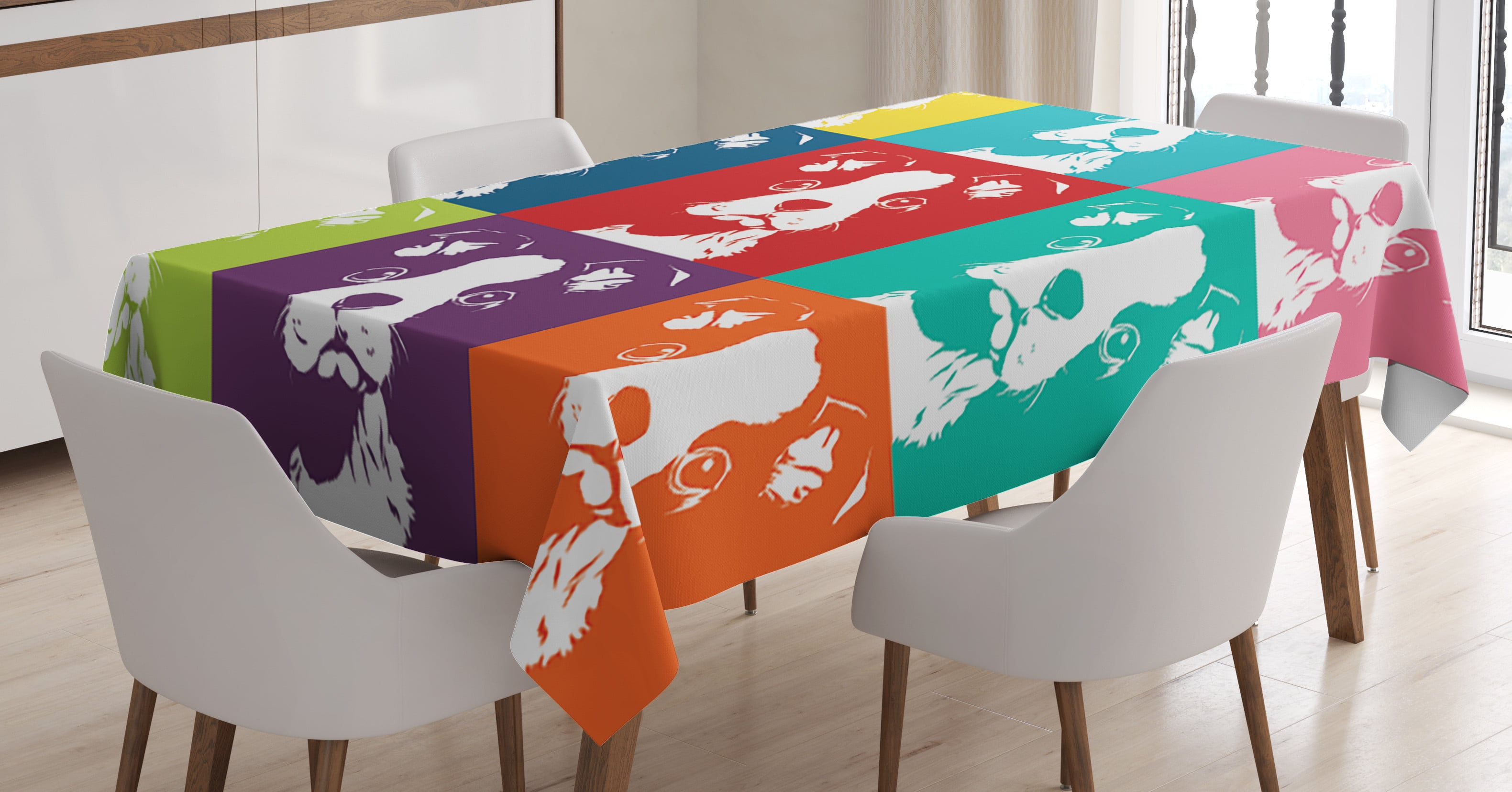 Ambesonne Boston Terrier Tablecloth Rectangular Table Cover, Pop Art ...