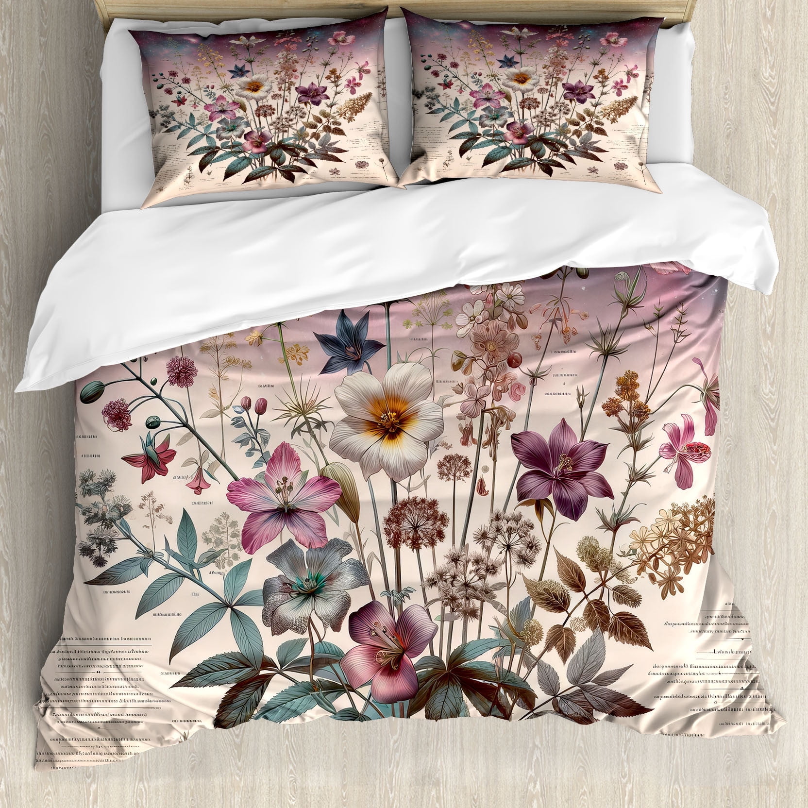 Ambesonne Botanic Duvet Cover Set, Wildflower Bouquet Vintage, Queen ...