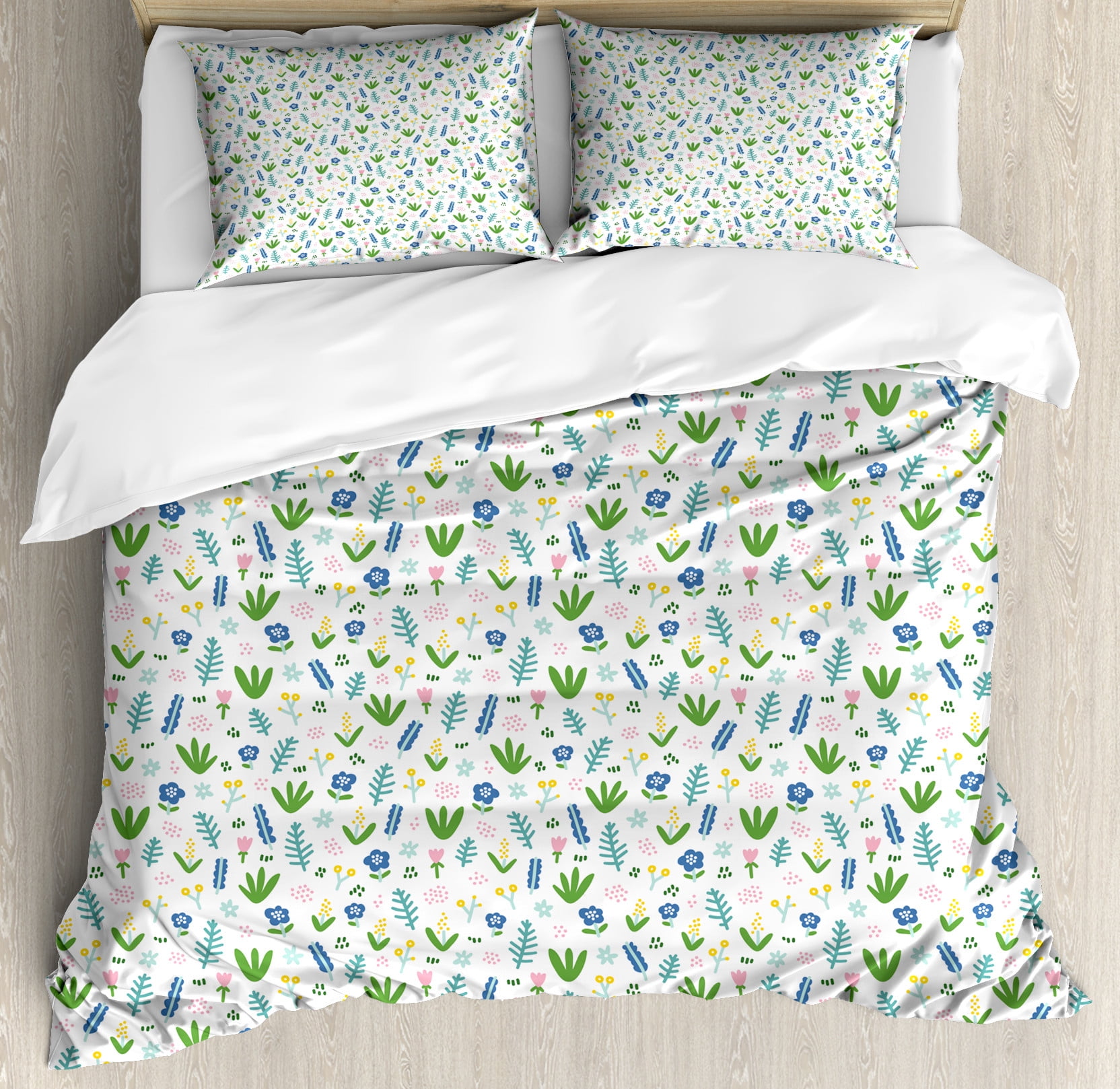 Ambesonne Botanic Duvet Cover Sets, Pastel Blooms Tulips Herbs, 2-King ...