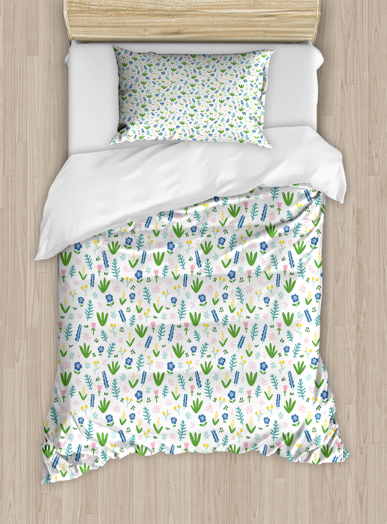 Ambesonne Botanic Duvet Cover Sets, Pastel Blooms Tulips Herbs, 2-Twin ...
