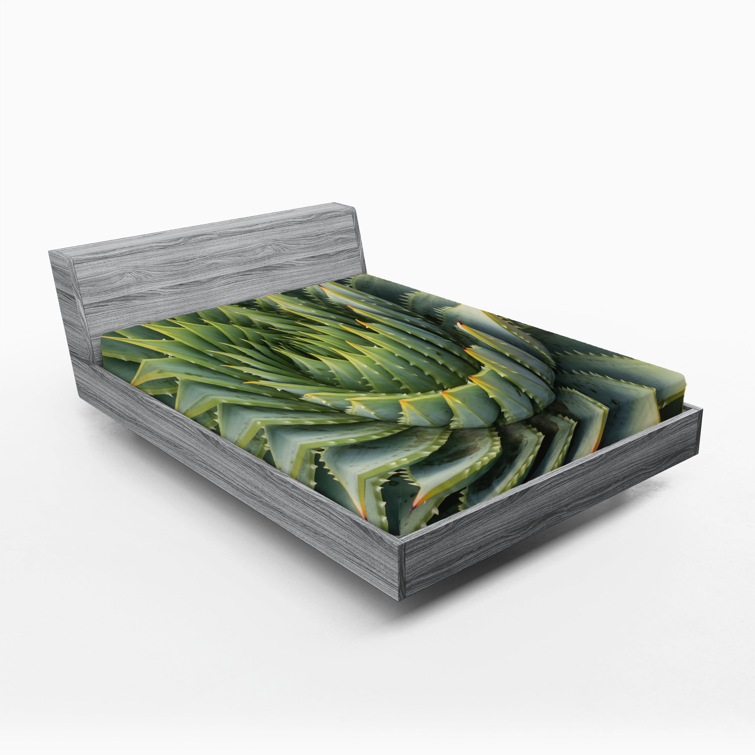 Ambesonne Botanic Fitted Sheet, Western Botanic Plant, Full Size, Green ...