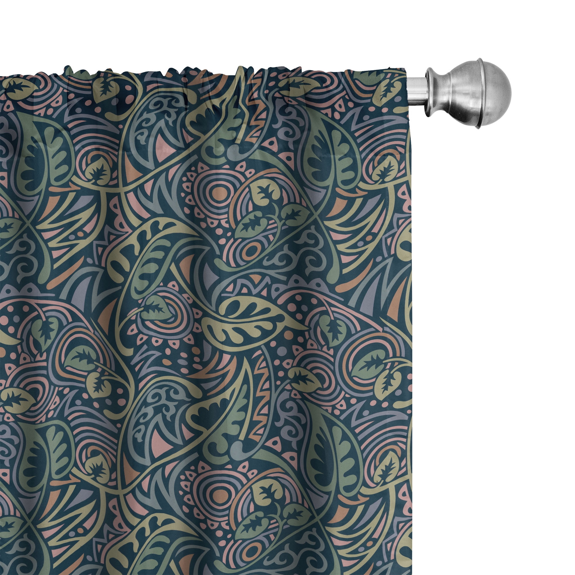 Ambesonne Botanical 4-Panel Curtains, Vintage Muted Tone Leaves, 56"x95 ...