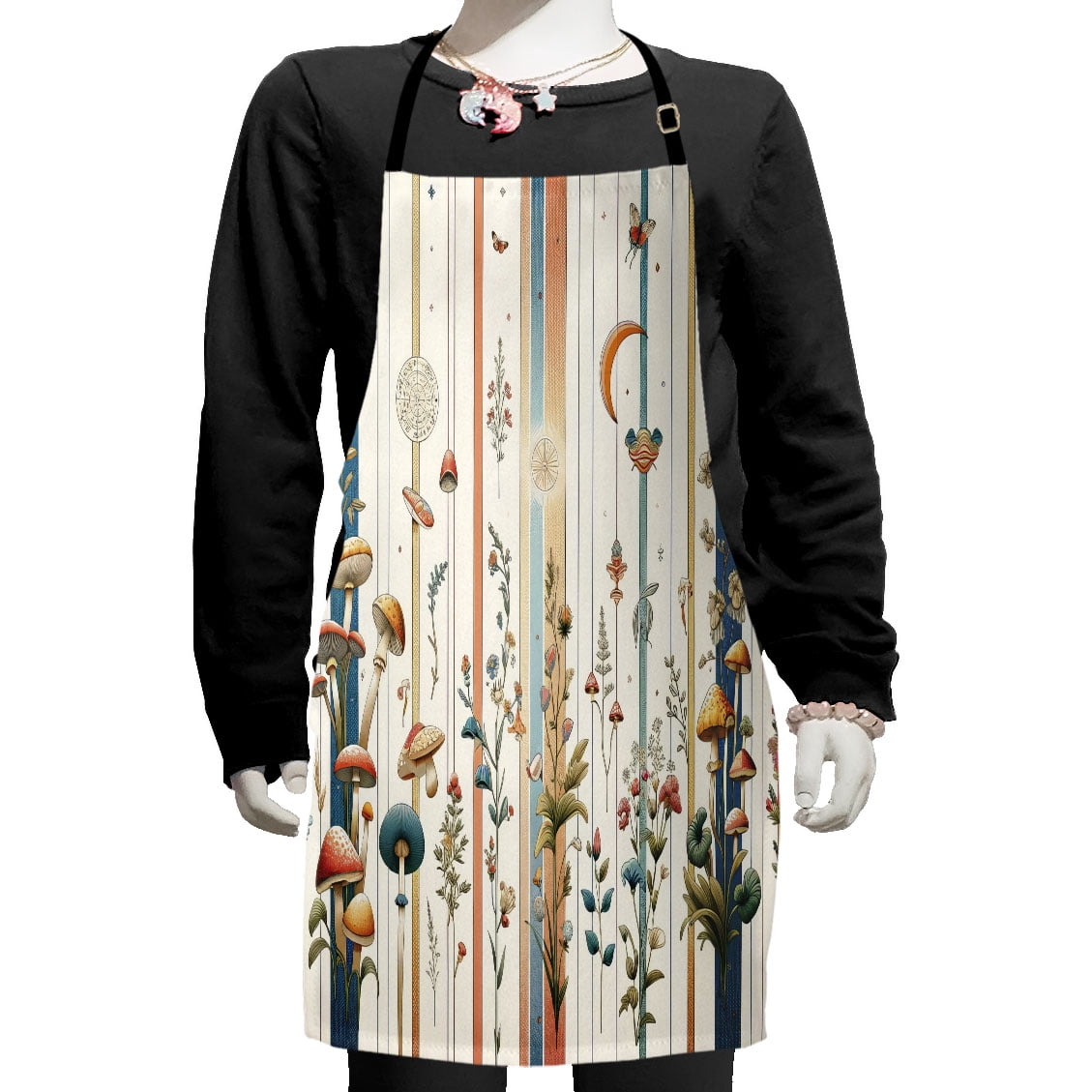 Ambesonne Botanical Apron with Adjustable Ties, Woodland Bohemian ...