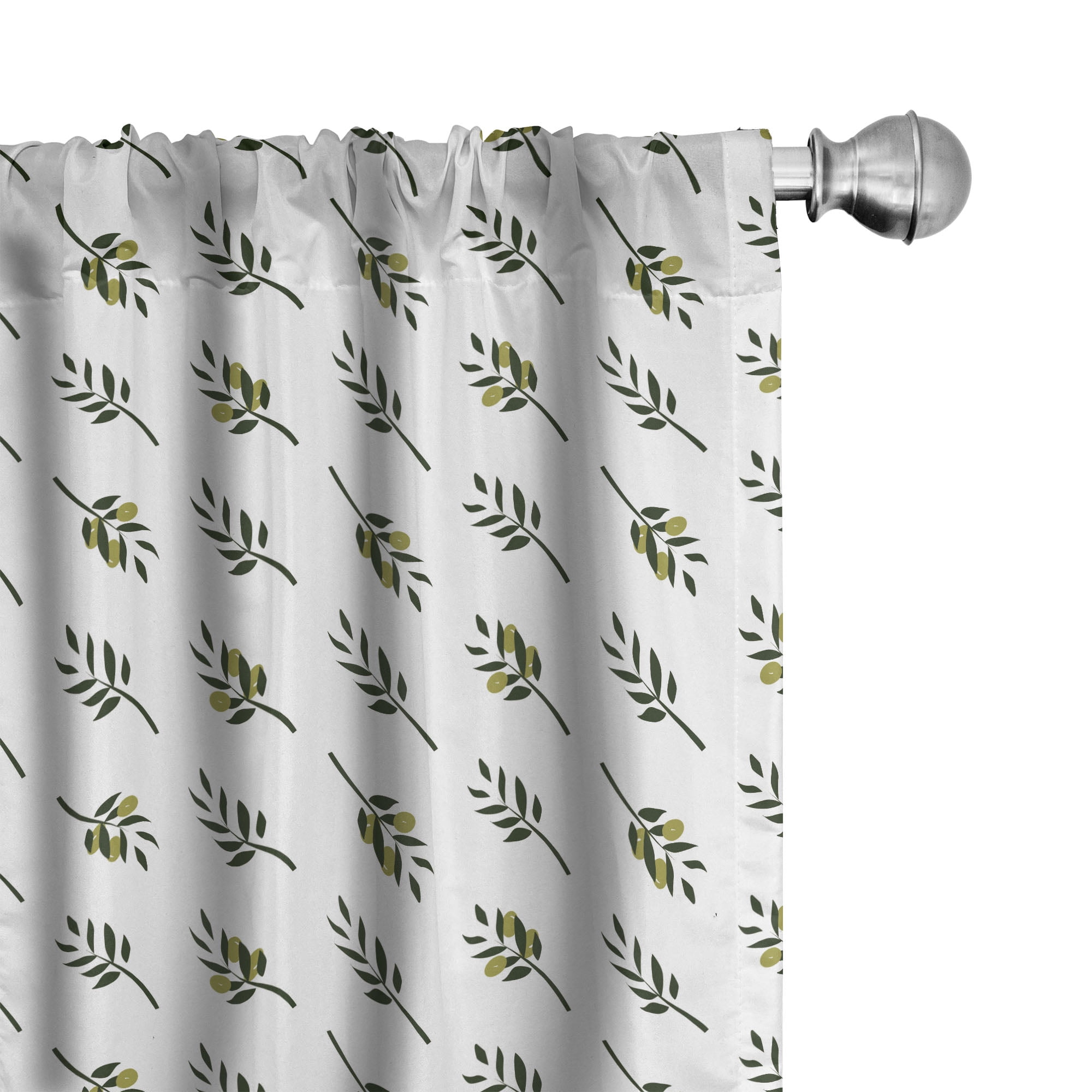 Ambesonne Botanical Curtains, Diagonal Olive Branches, Pair of 28"x63 ...