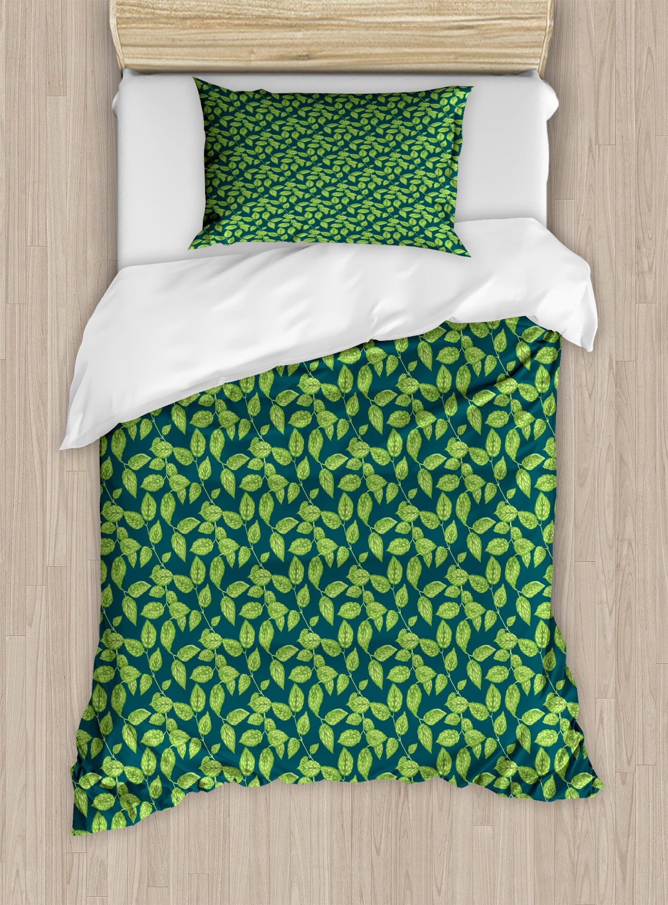 Ambesonne Botanical Duvet Cover Sets, Jasmine Bush Leaves Art, 2-Twin ...