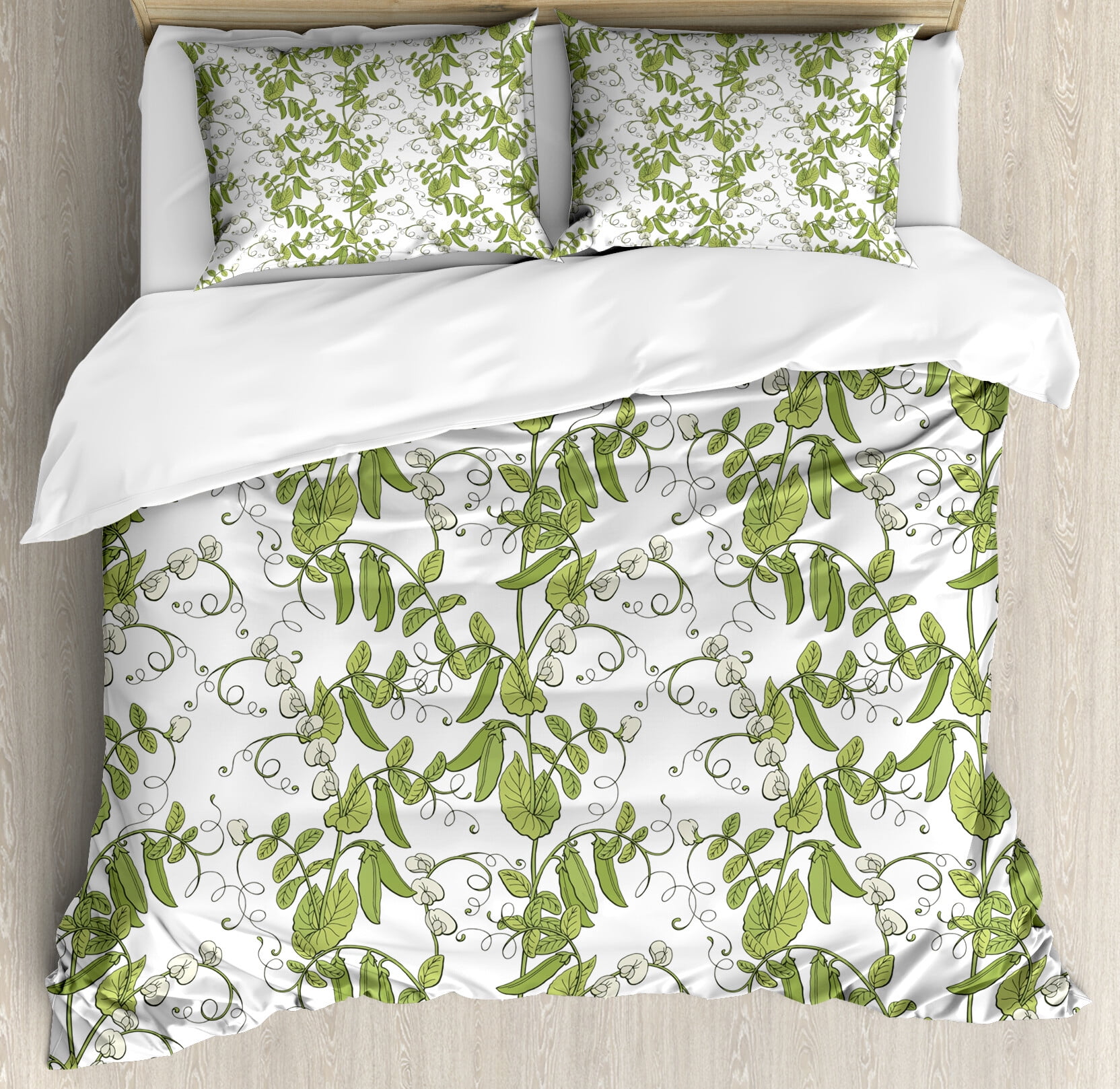 Ambesonne Botanical Duvet Cover Sets, Pea Plant Leaves Drawing, 2-King ...