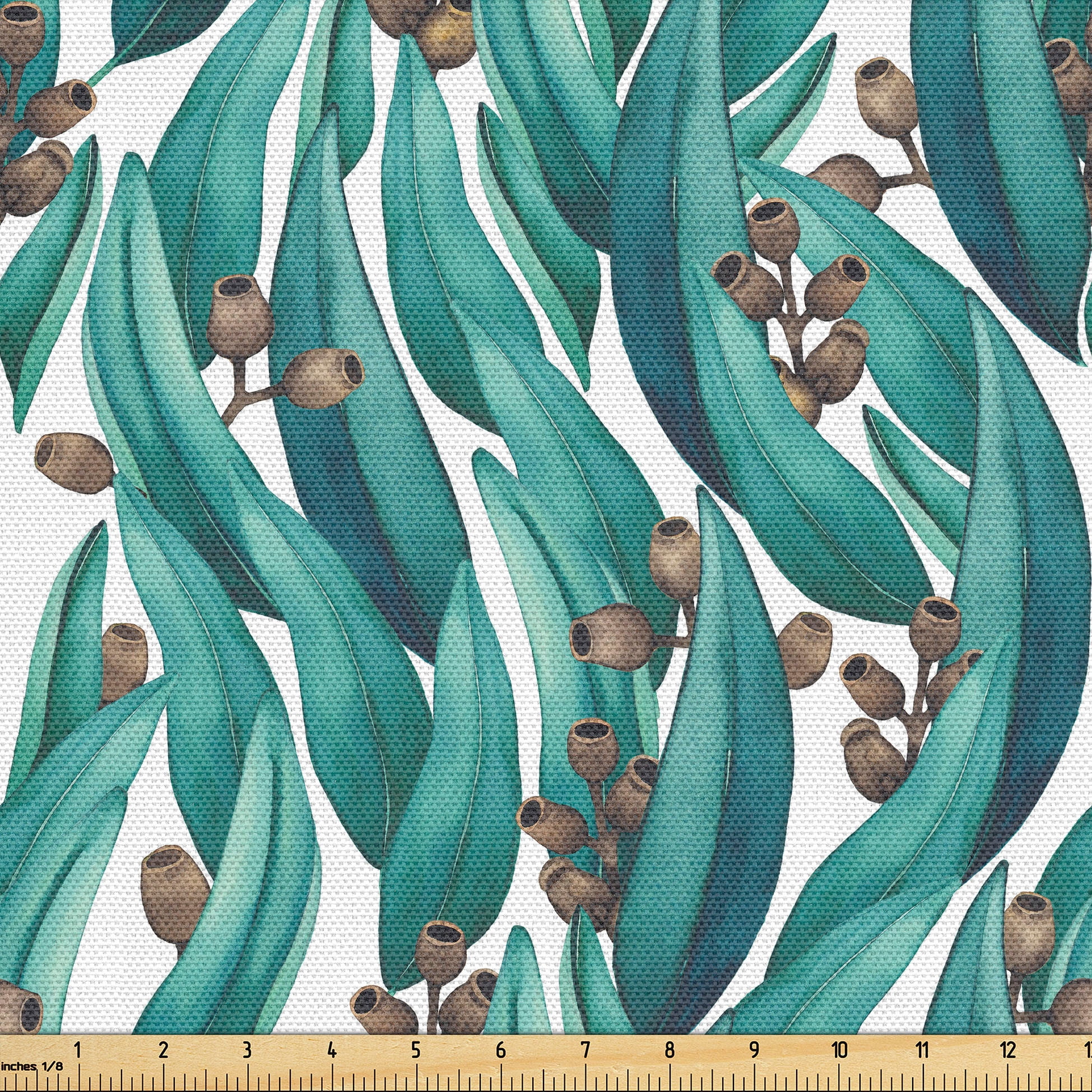 Ambesonne Botanical Fabric by the Yard Upholstery, Eucalyptus Leaves ...
