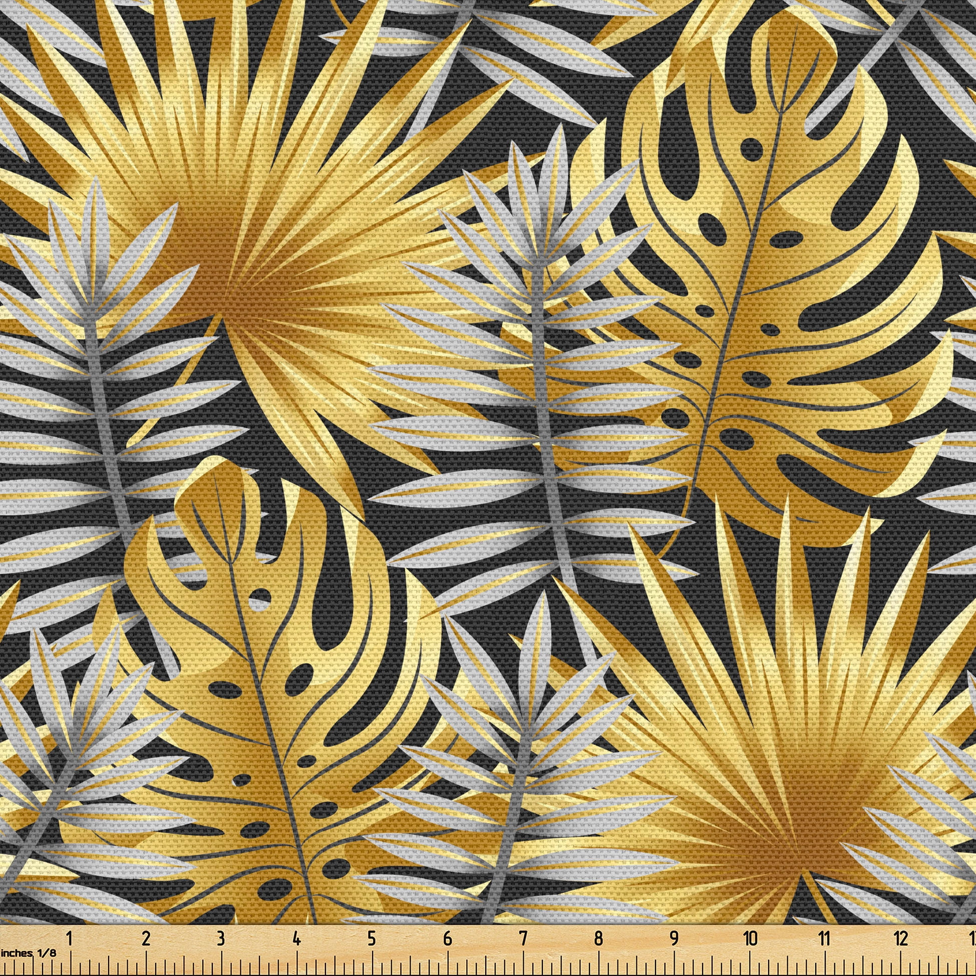 Ambesonne Botanical Fabric by the Yard Upholstery, Monstera Leaves ...