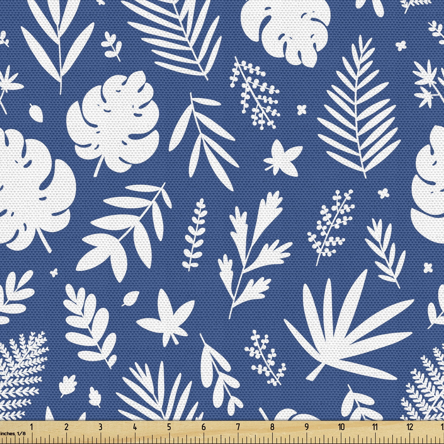 Ambesonne Botanical Fabric by the Yard Upholstery, Floral Forest Leaves ...