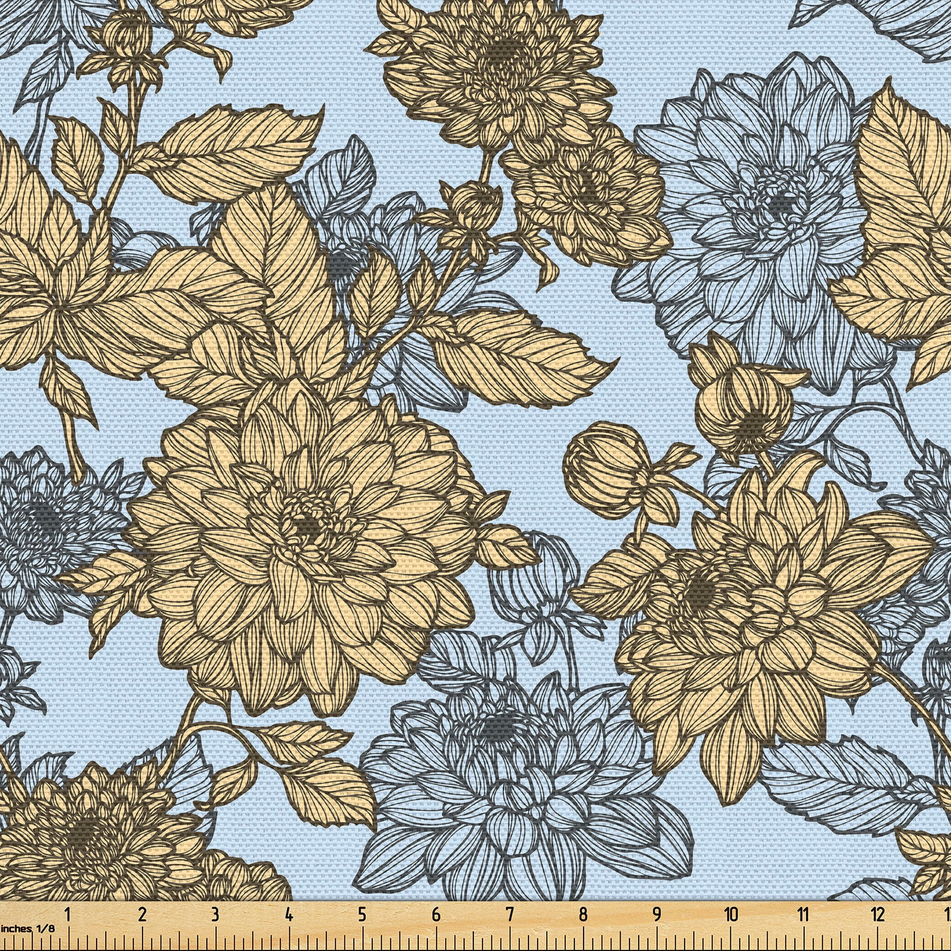 Ambesonne Botanical Fabric by the Yard Upholstery, Simplified Vintage ...
