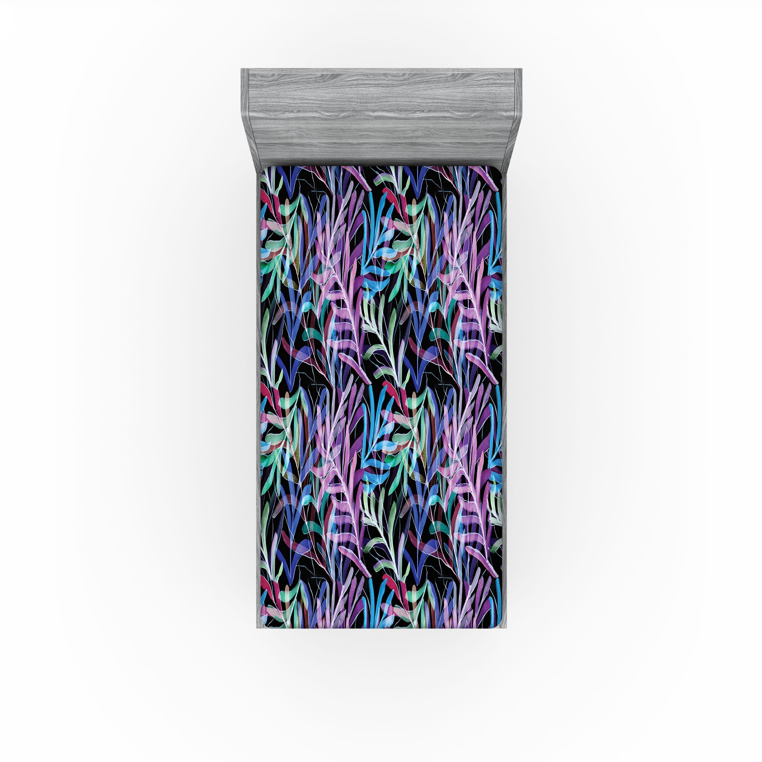 Ambesonne Botanical Fitted Sheet, Forest Leafy Abstract Art, Twin XL ...