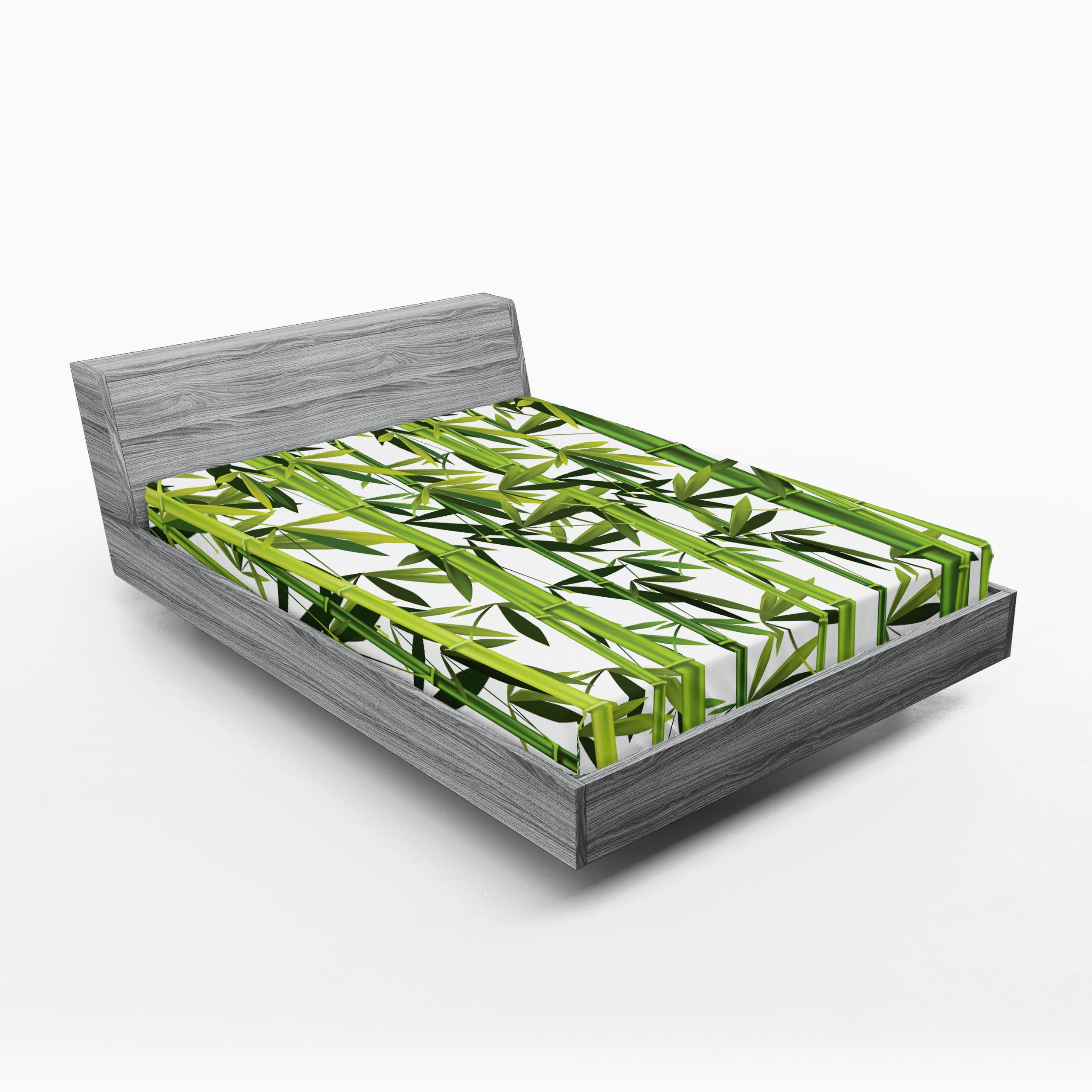 Ambesonne Botanical Fitted Sheet, Green Plants Illustration, Queen Size ...