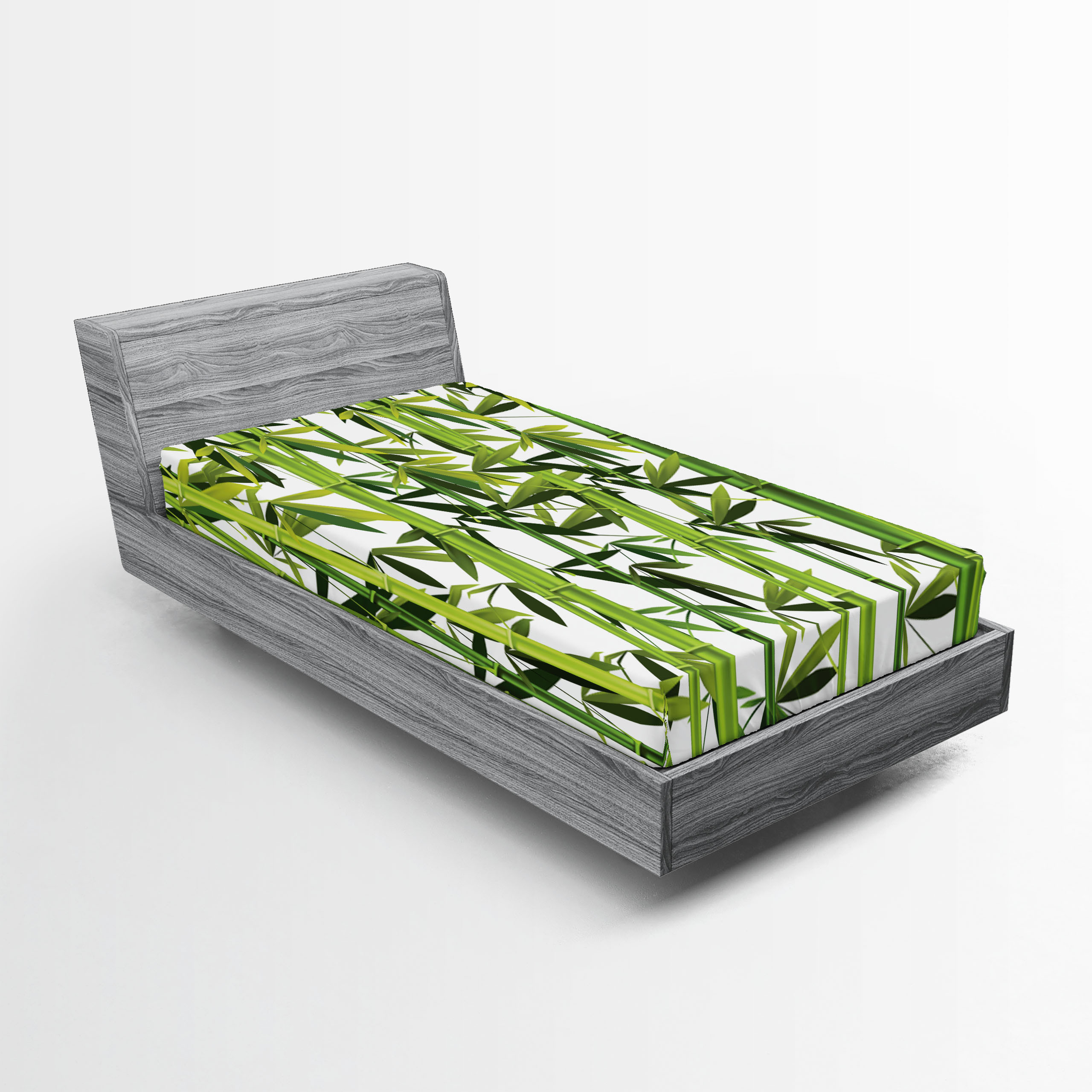 Ambesonne Botanical Fitted Sheet, Green Plants Illustration, Twin Size ...