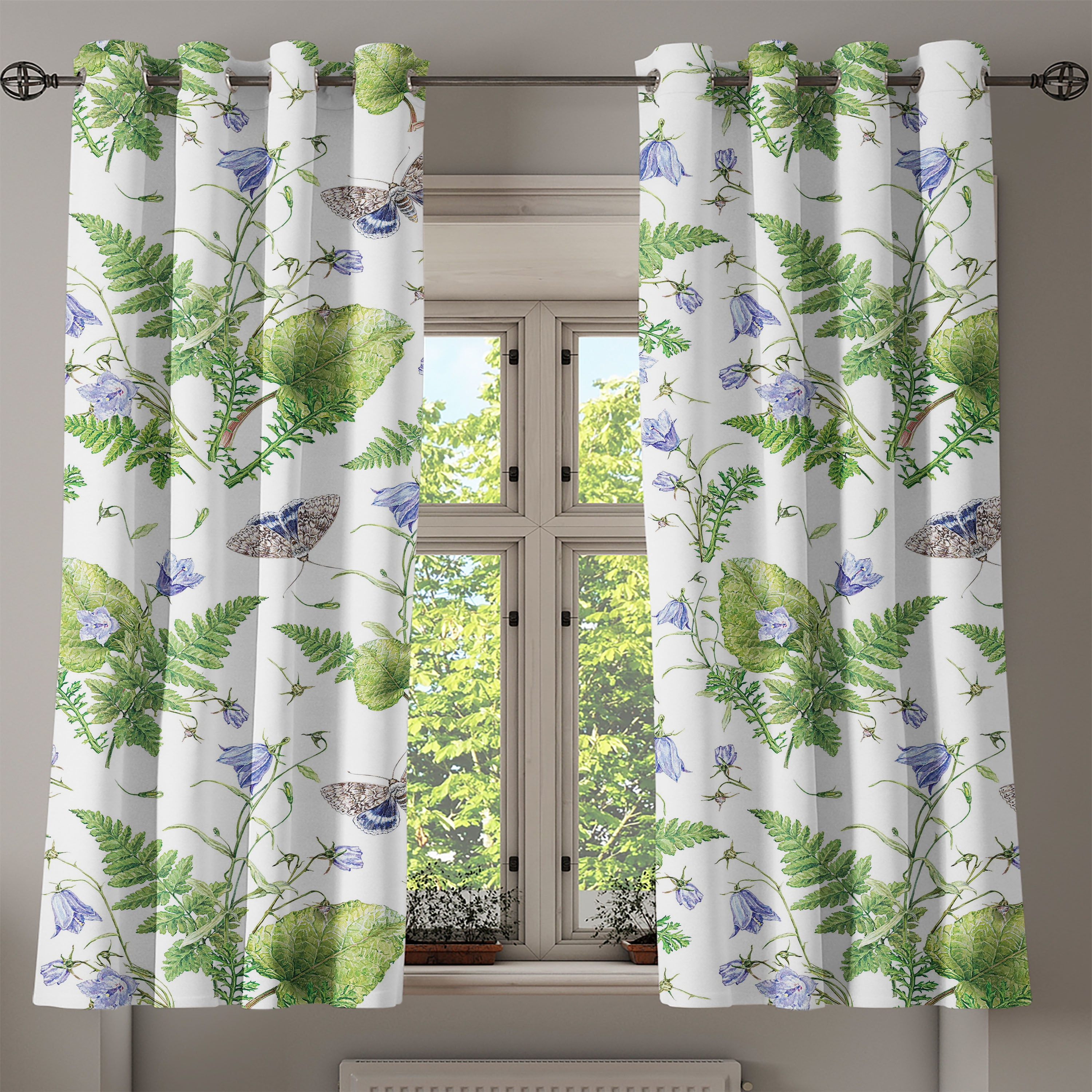 Ambesonne Botanical Grommet Curtain, Forest Pattern Leaves Art, 50"x63 ...