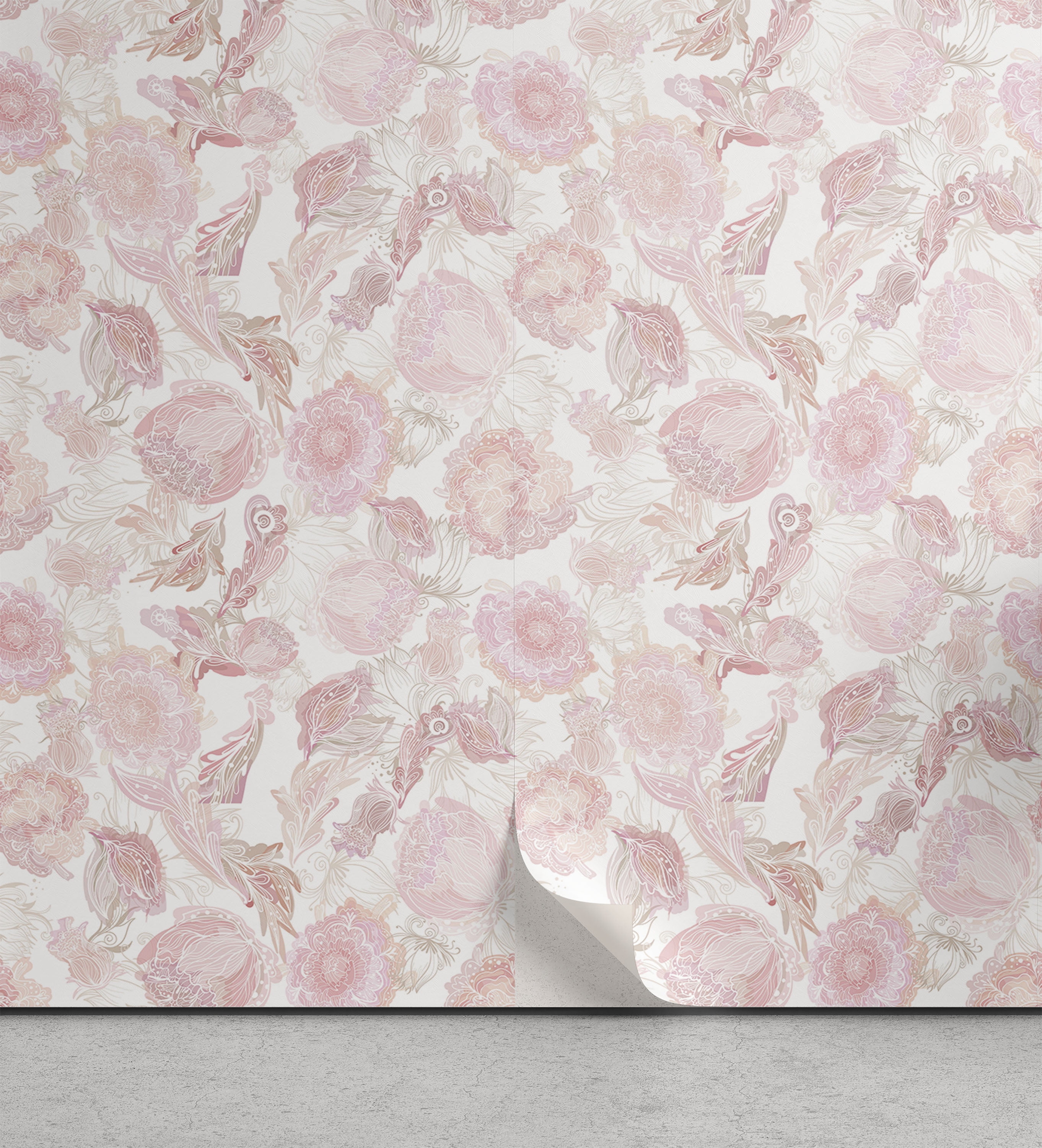 Ambesonne Botanical Peel & Stick Wallpaper for Home, Delicate Classical ...