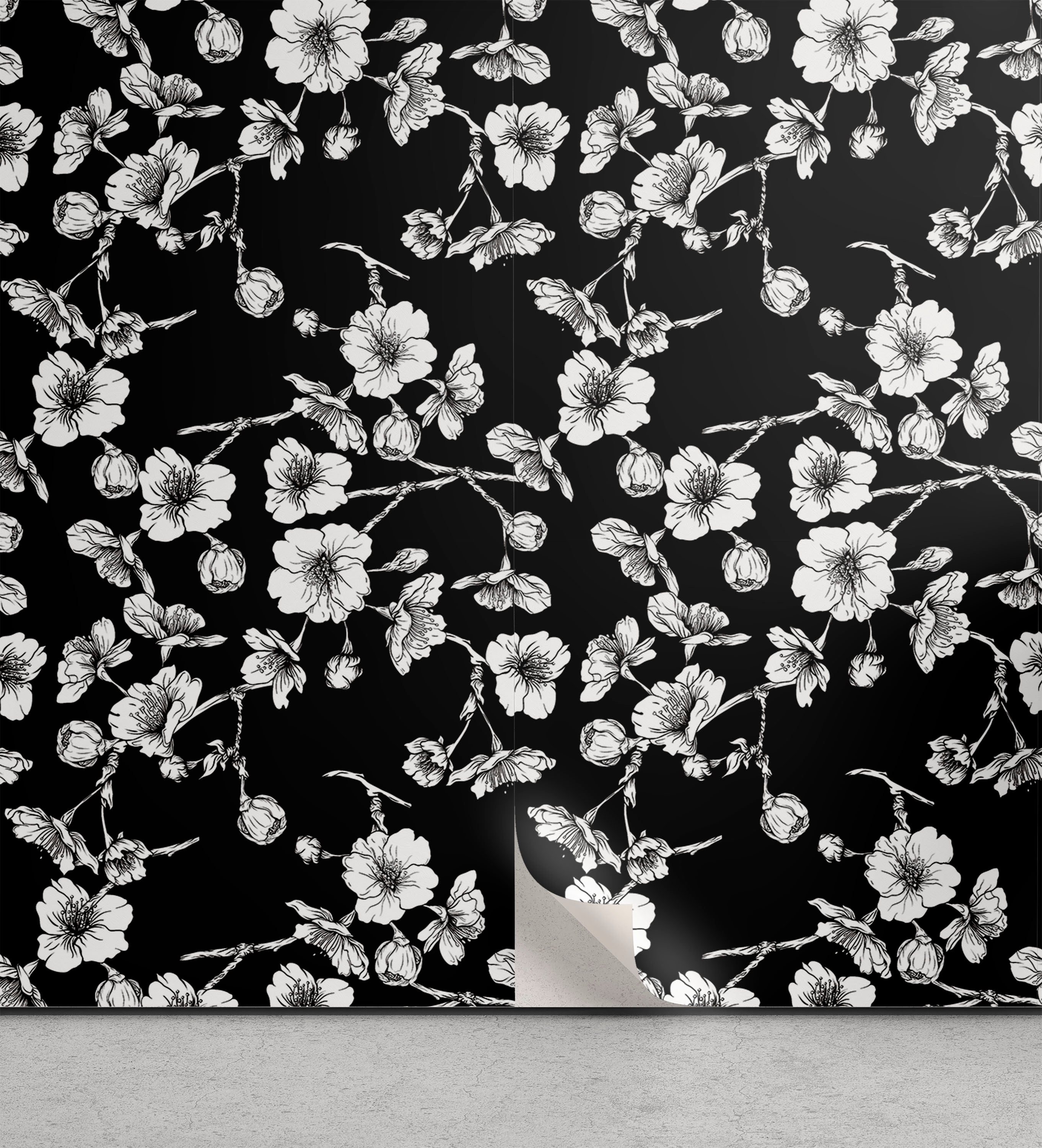 Ambesonne Botanical Peel & Stick Wallpaper for Home, Japanese Sakura ...