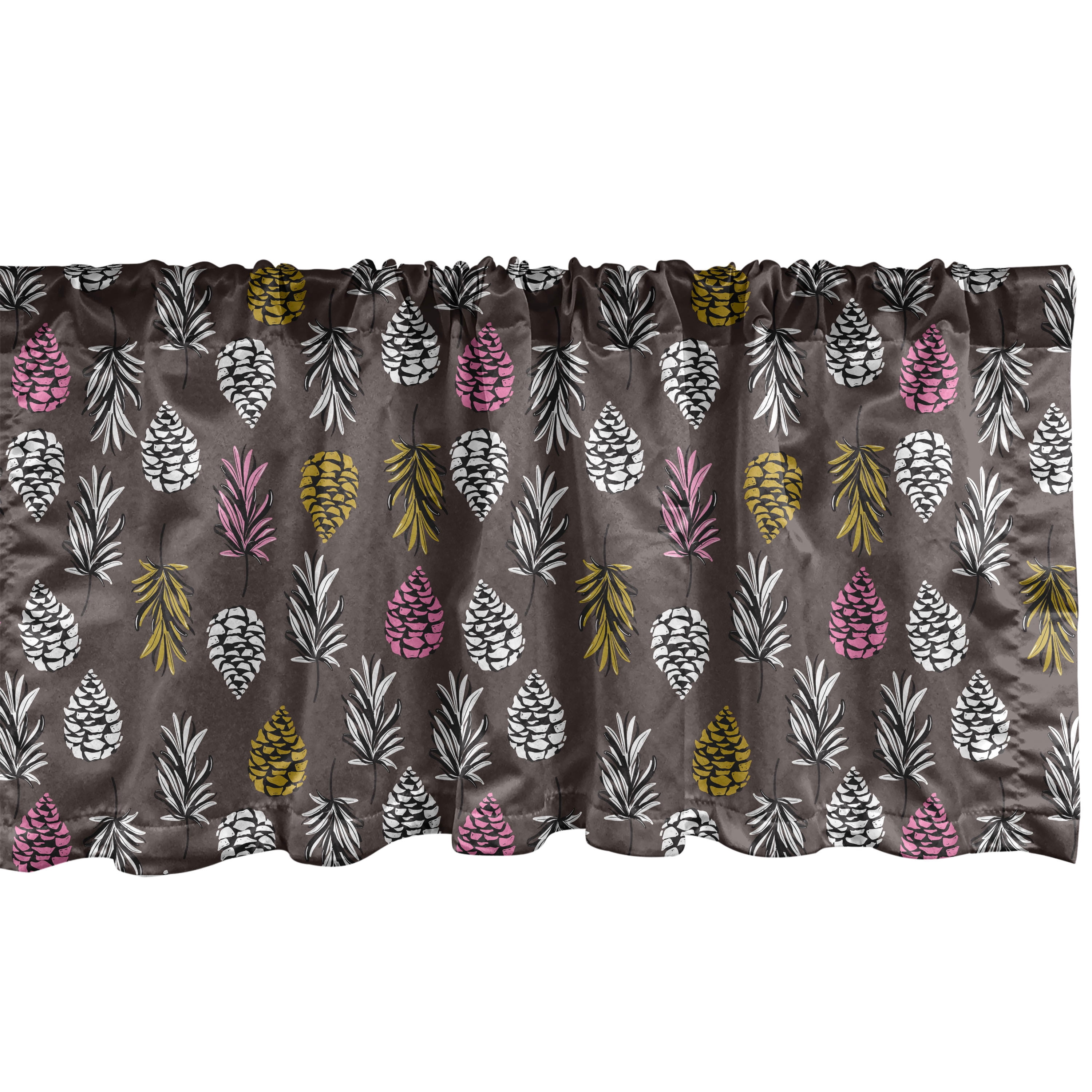 Ambesonne Botanical Window Valance, Autumn Pattern with Leaves and Pine ...
