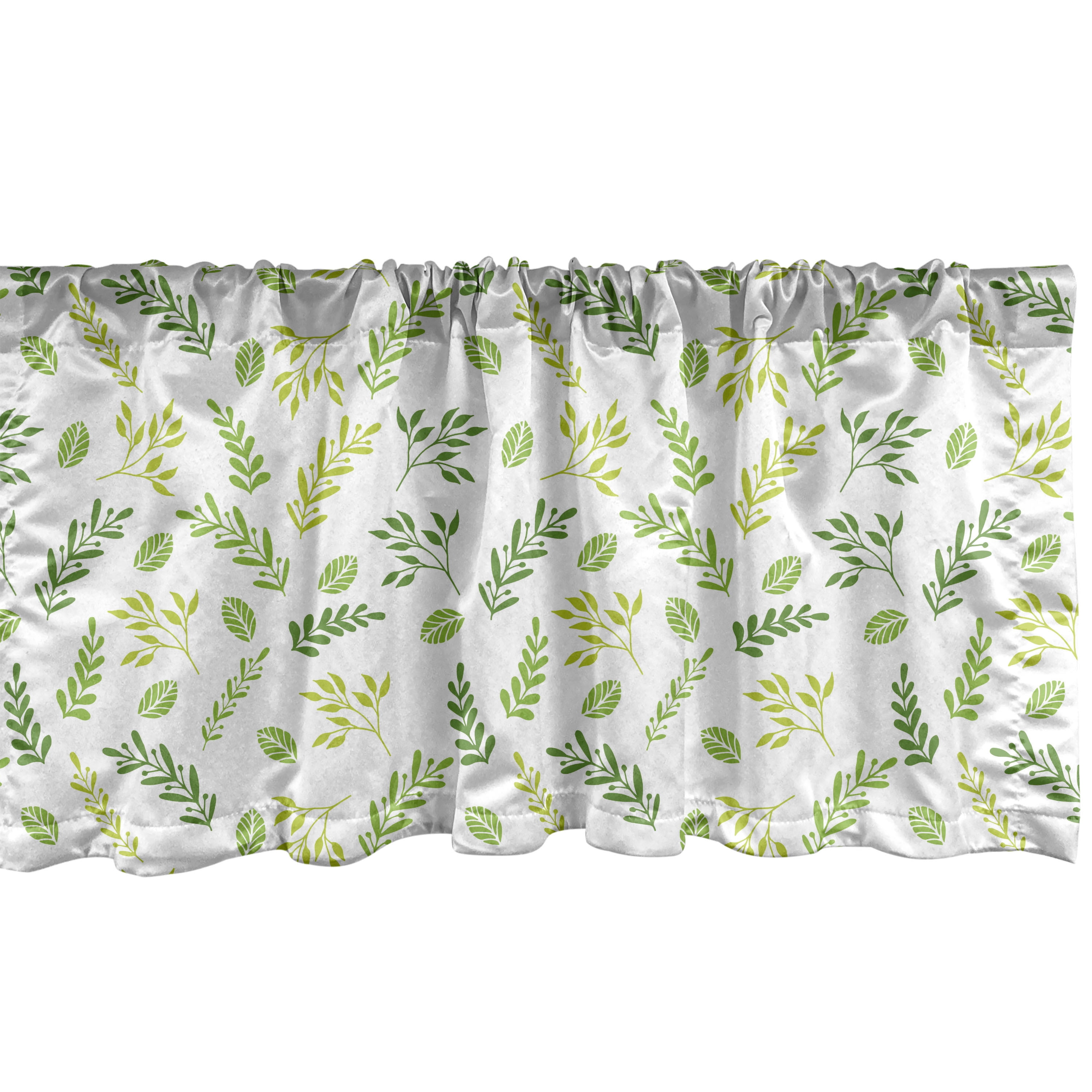 Ambesonne Botanical Window Valance, Forest Leaves Laurel Art, 42" x 18 ...