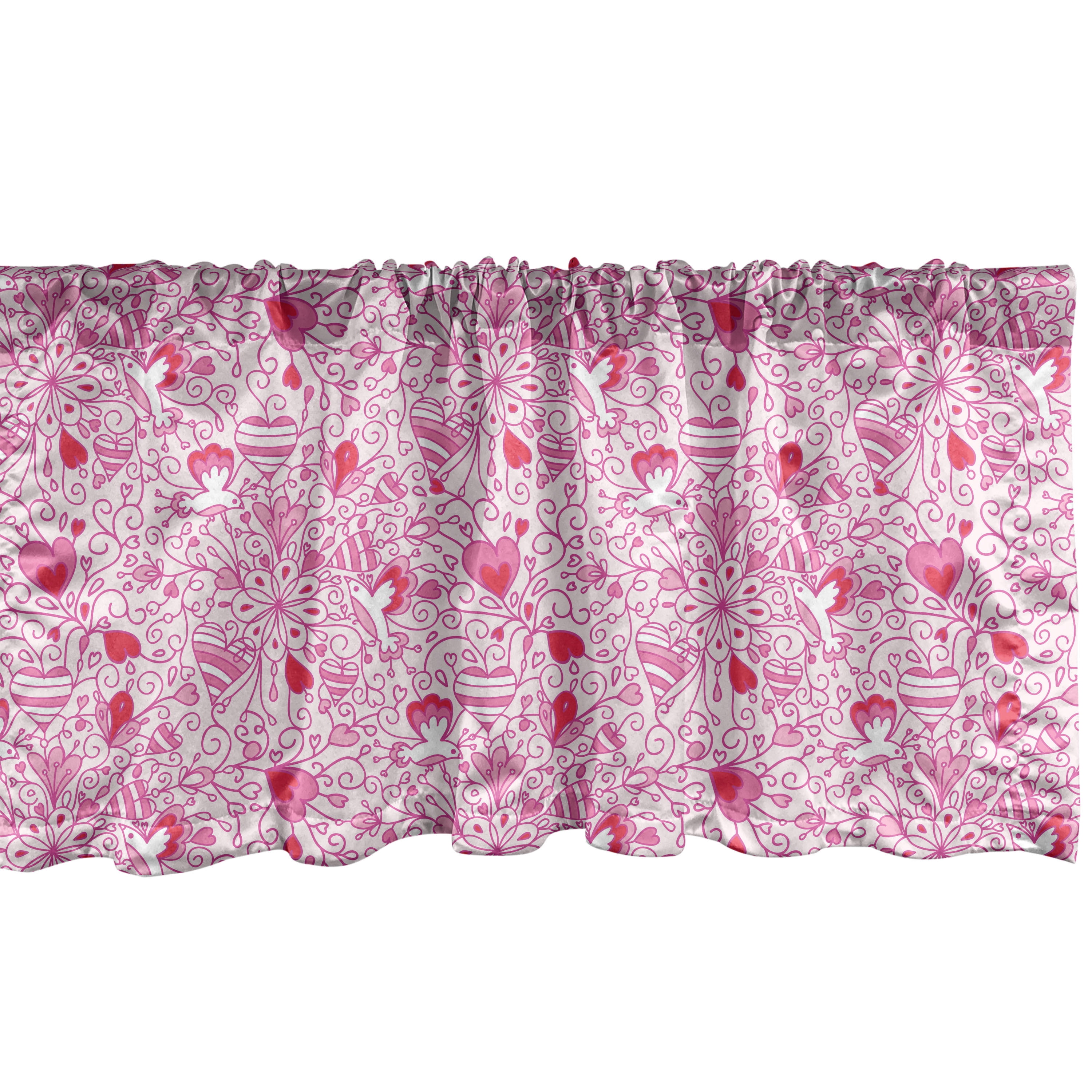 Ambesonne Botanical Window Valance, Love Flowers Doodle Art, 54" X 12 ...