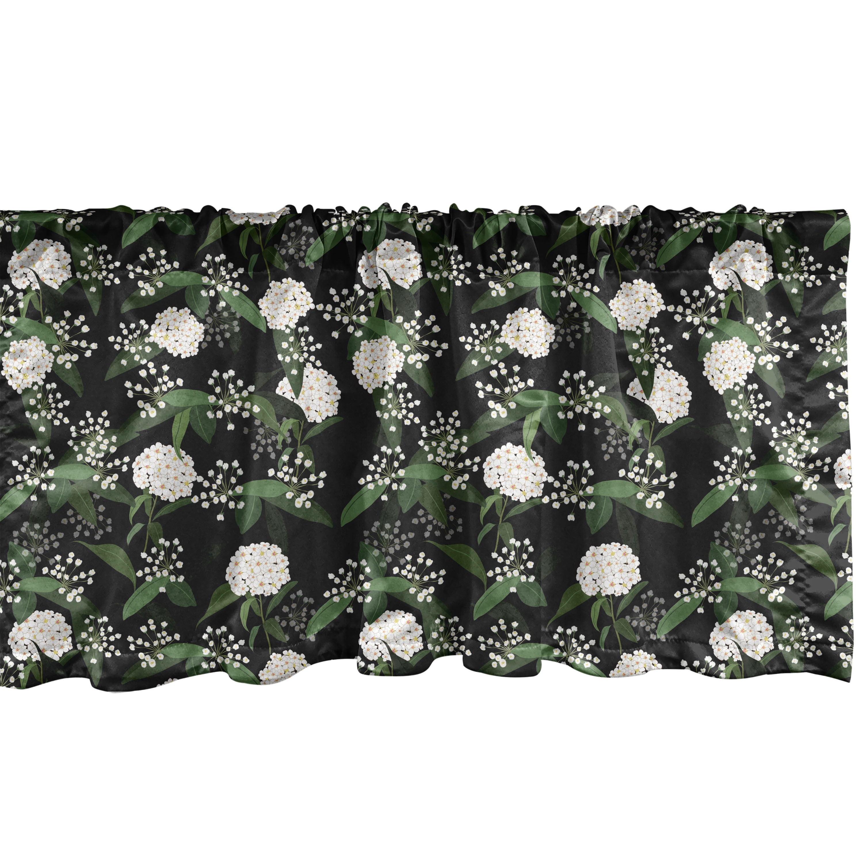 Ambesonne Botanical Window Valance, White Hydrangea Wedding, 54" X 12 ...