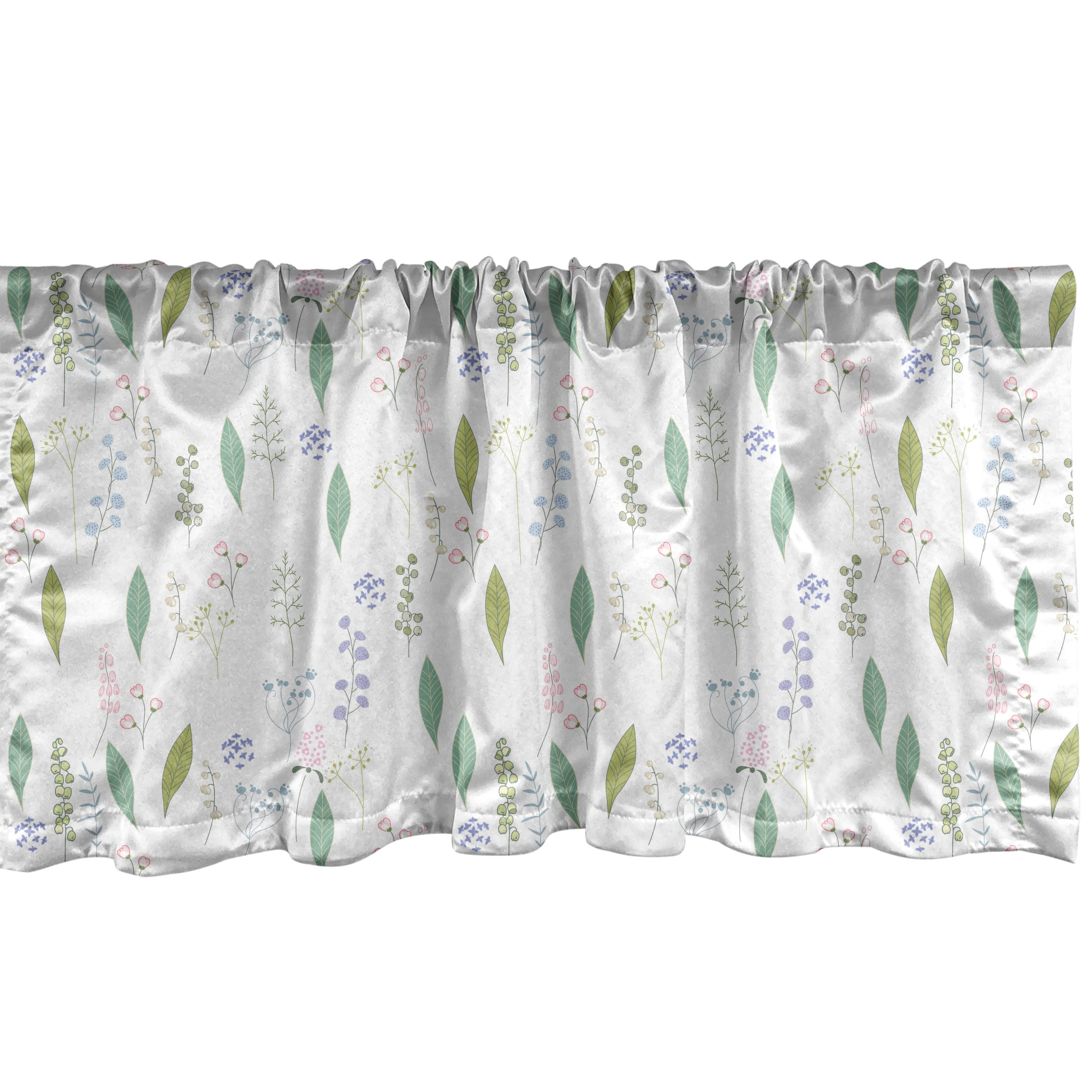 Ambesonne Botanical Window Valance, Wild Flowers Leaves Motif, 42" x 12 ...