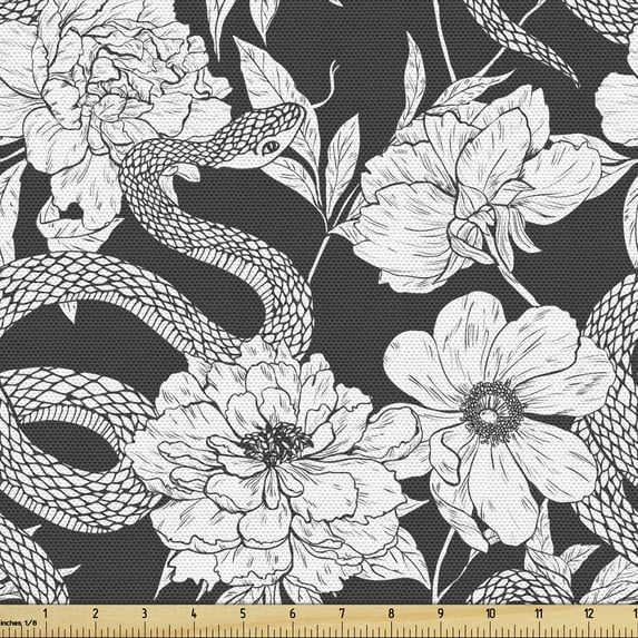 Ambesonne Botany Fabric by the Yard Upholstery, Blooming Petals with ...