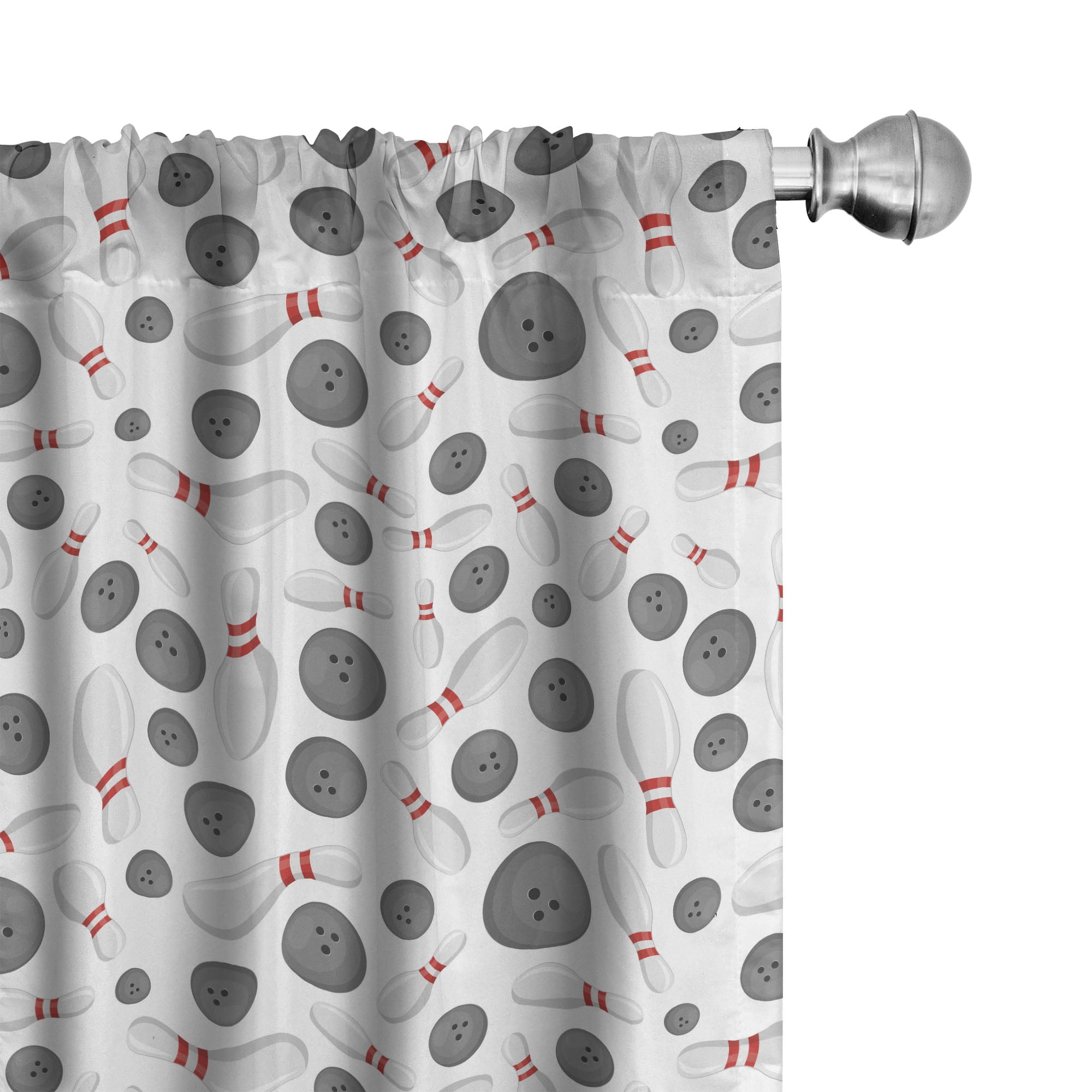 Ambesonne Bowling 4-Panel Curtains, Scattered Game, 56"x95", Grey White ...