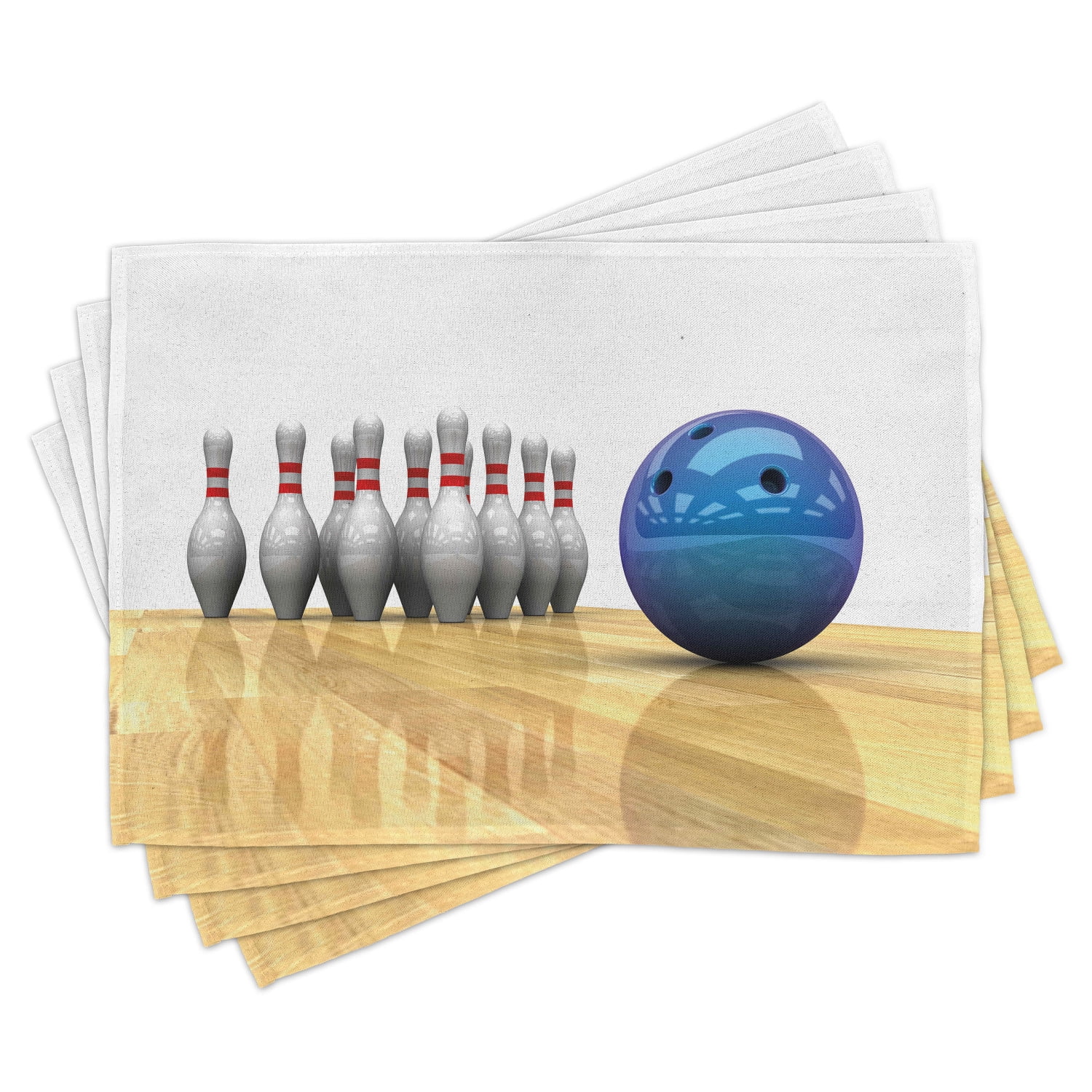 Ambesonne Bowling Party Place Mats Set of 4, Objects on Floor, Standard ...