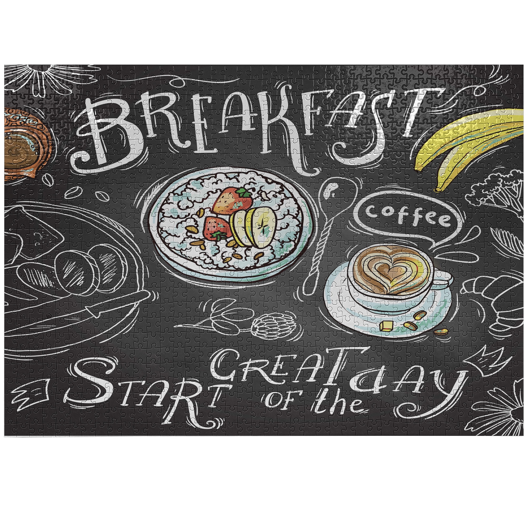Ambesonne Breakfast Theme Jigsaw Puzzle Durable Cardboard, Wording ...
