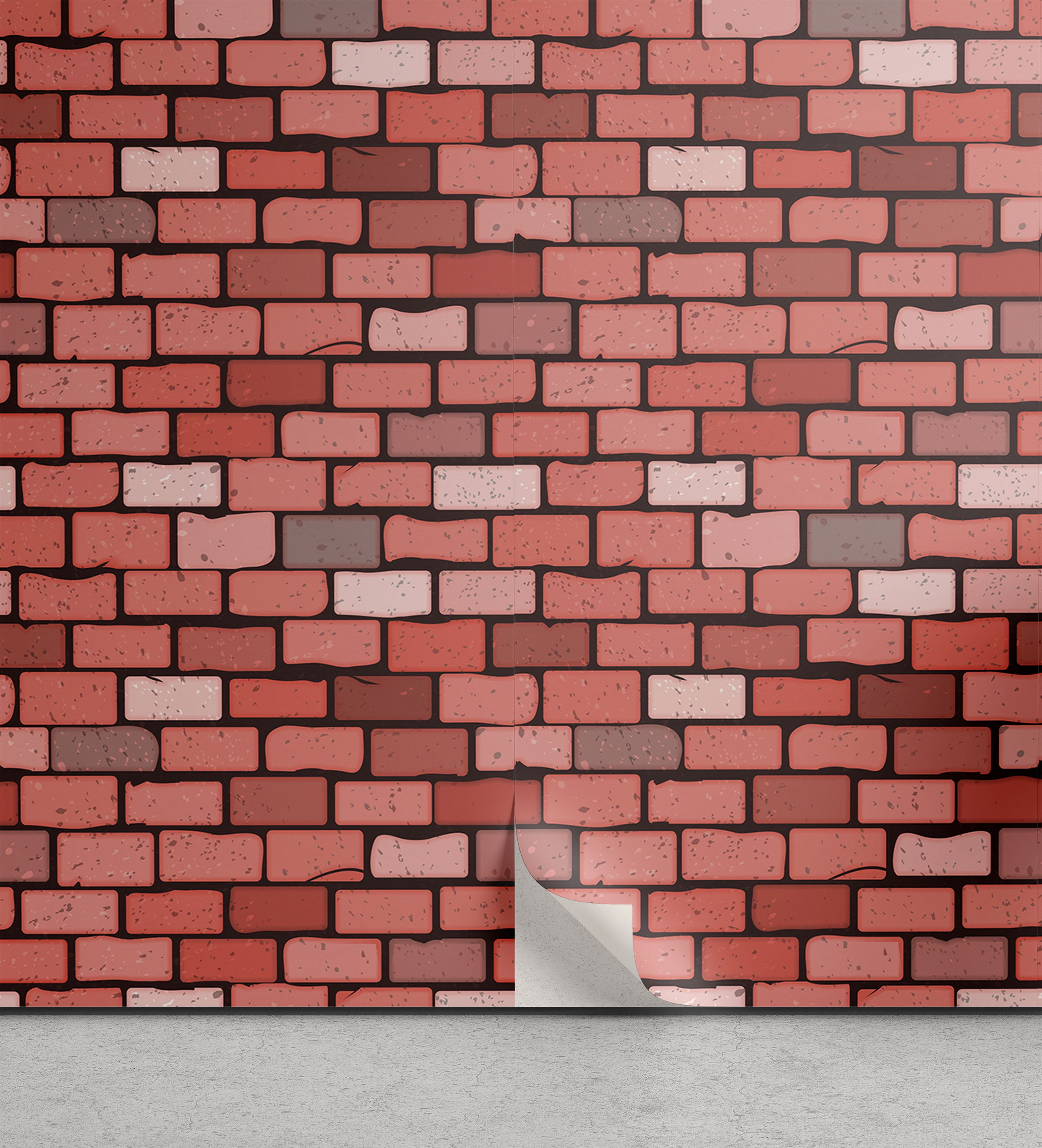 Ambesonne Brick Peel & Stick Wallpaper for Home, Cartoon Style Wall ...