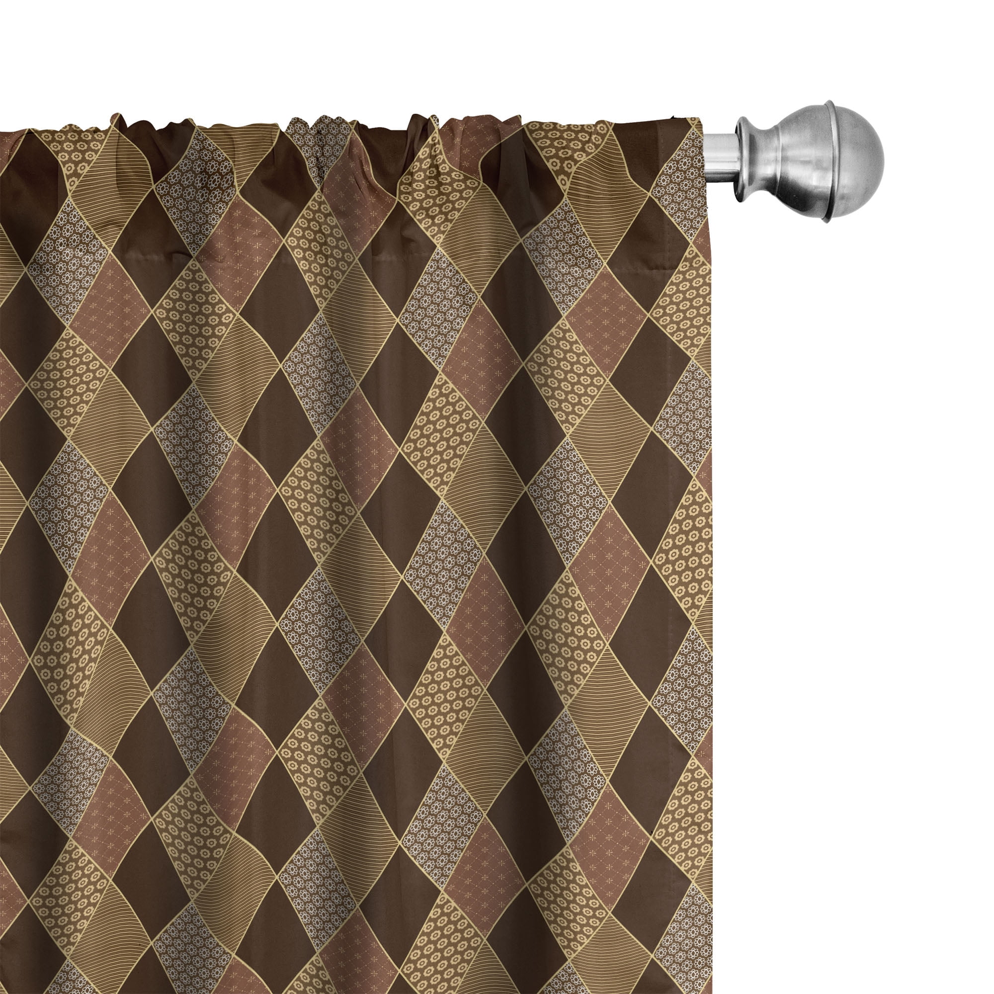 Ambesonne Brown Curtains, Classic Lozenge Pattern, Pair of 28"x95 ...