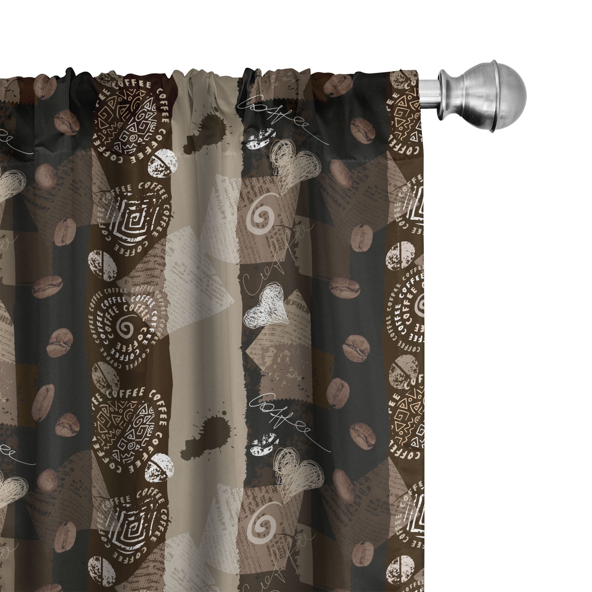 Ambesonne Brown Curtains, Coffee Typo Hearts Beans, Pair of 28"x84 ...