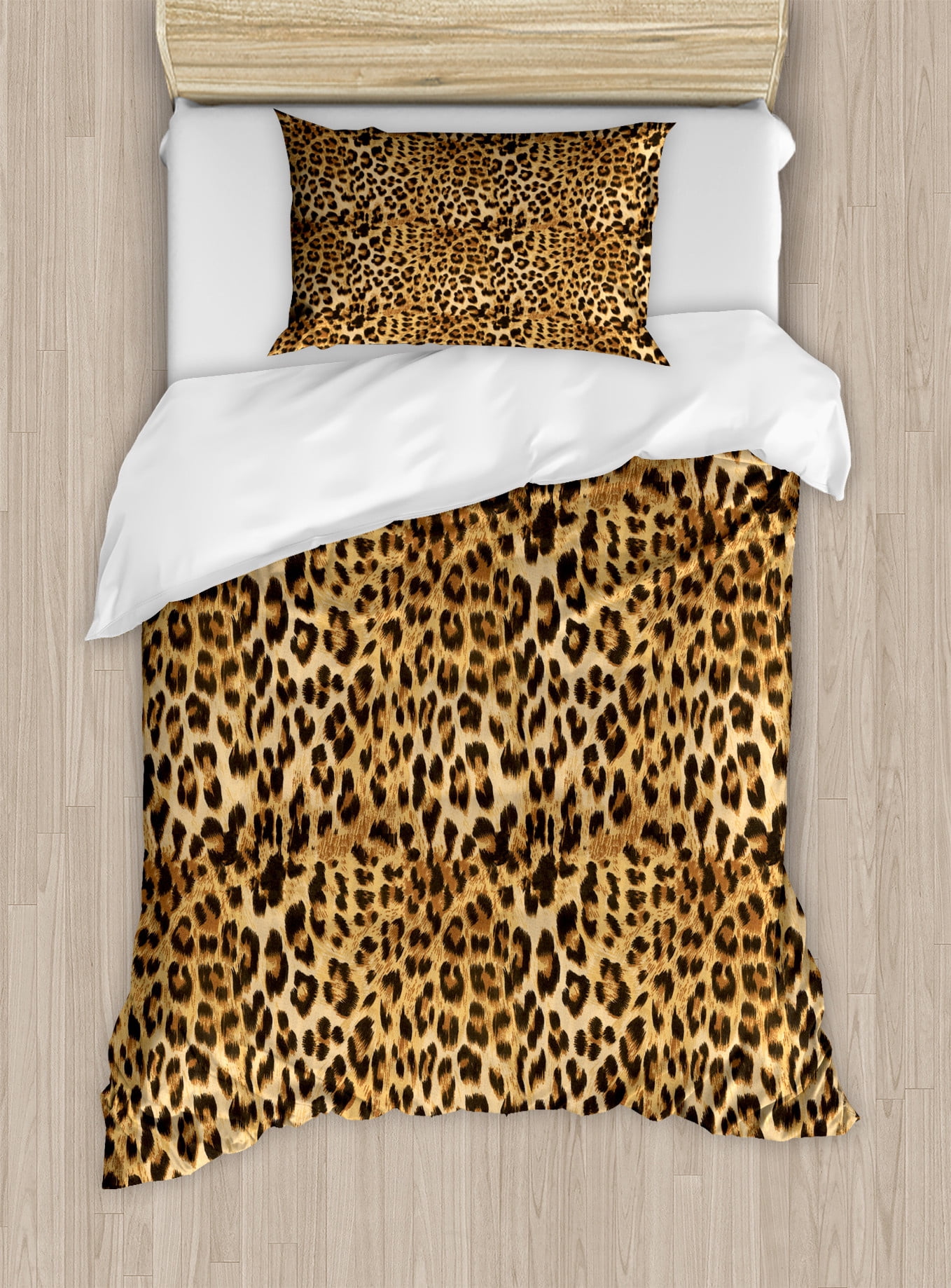 Ambesonne Brown Duvet Cover Set, Leopard Print, Twin, Brown - Walmart.com
